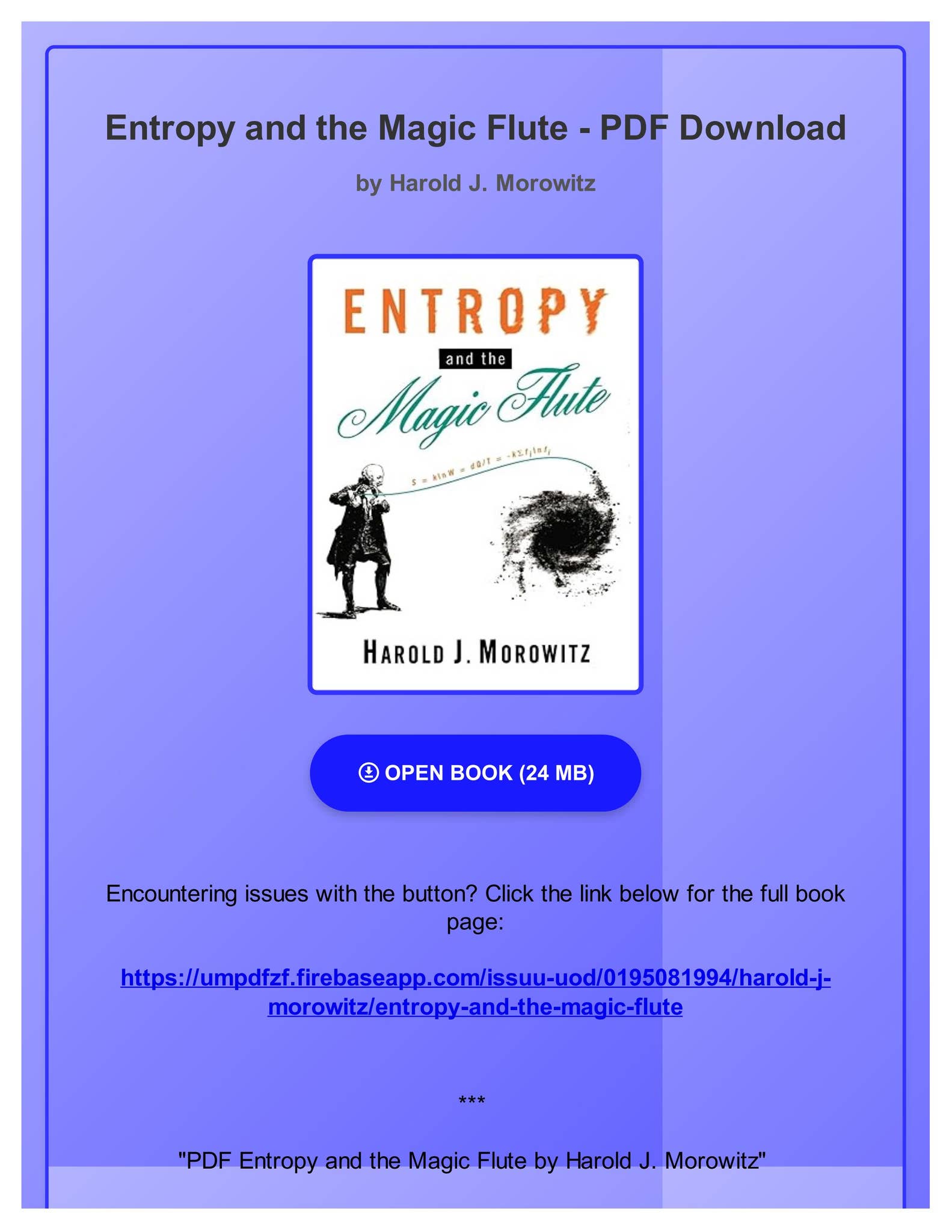 PDF Entropy and the Magic Flute by Harold J. Morowitz by CharityHilllll ...