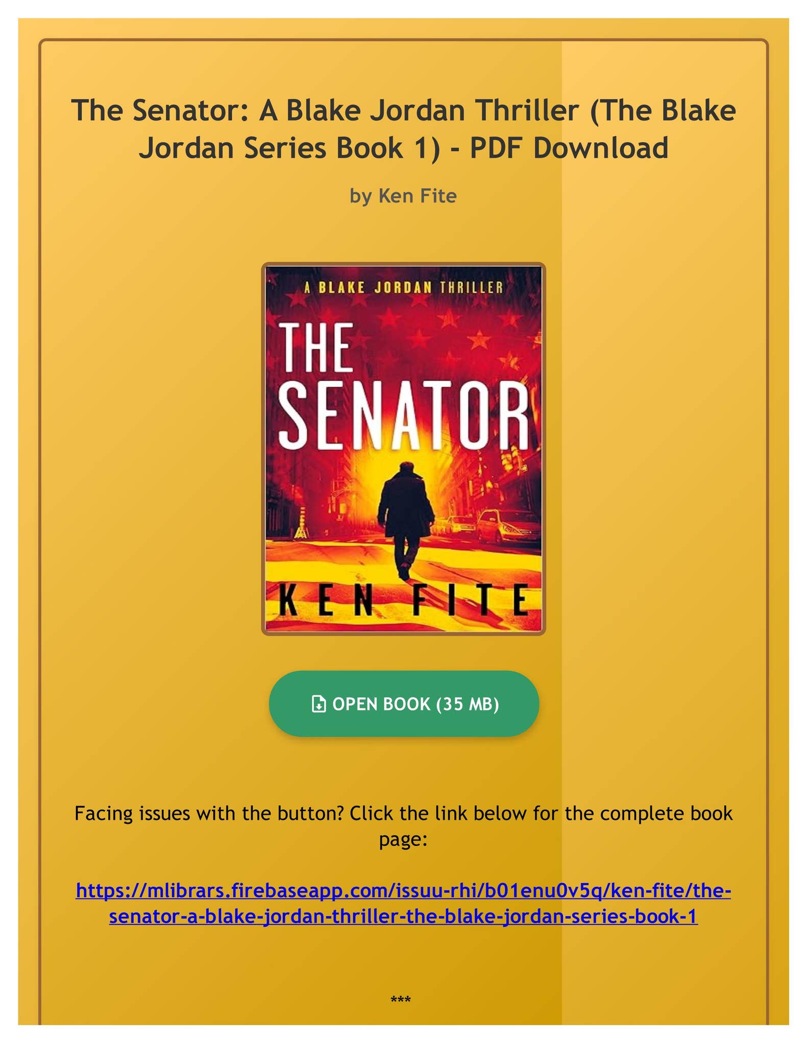 PDF PDF The Senator: A Blake Jordan Thriller (The Blake Jordan Series ...