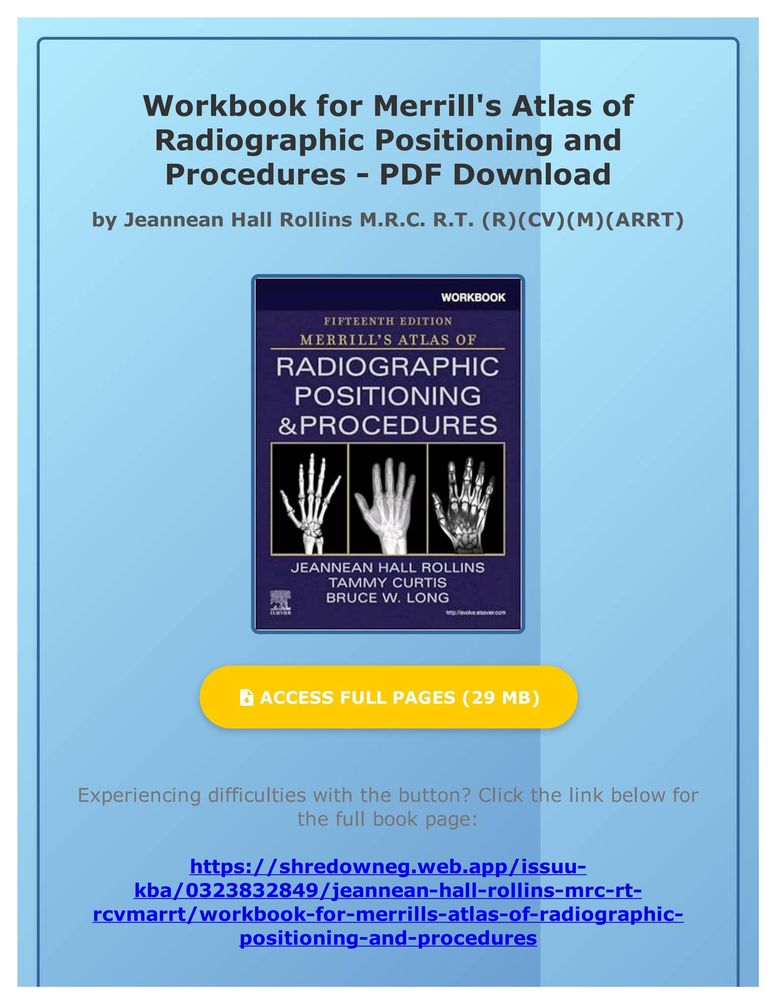 (PDF Free) Workbook for Merrill's Atlas of Radiographic Positioning and ...