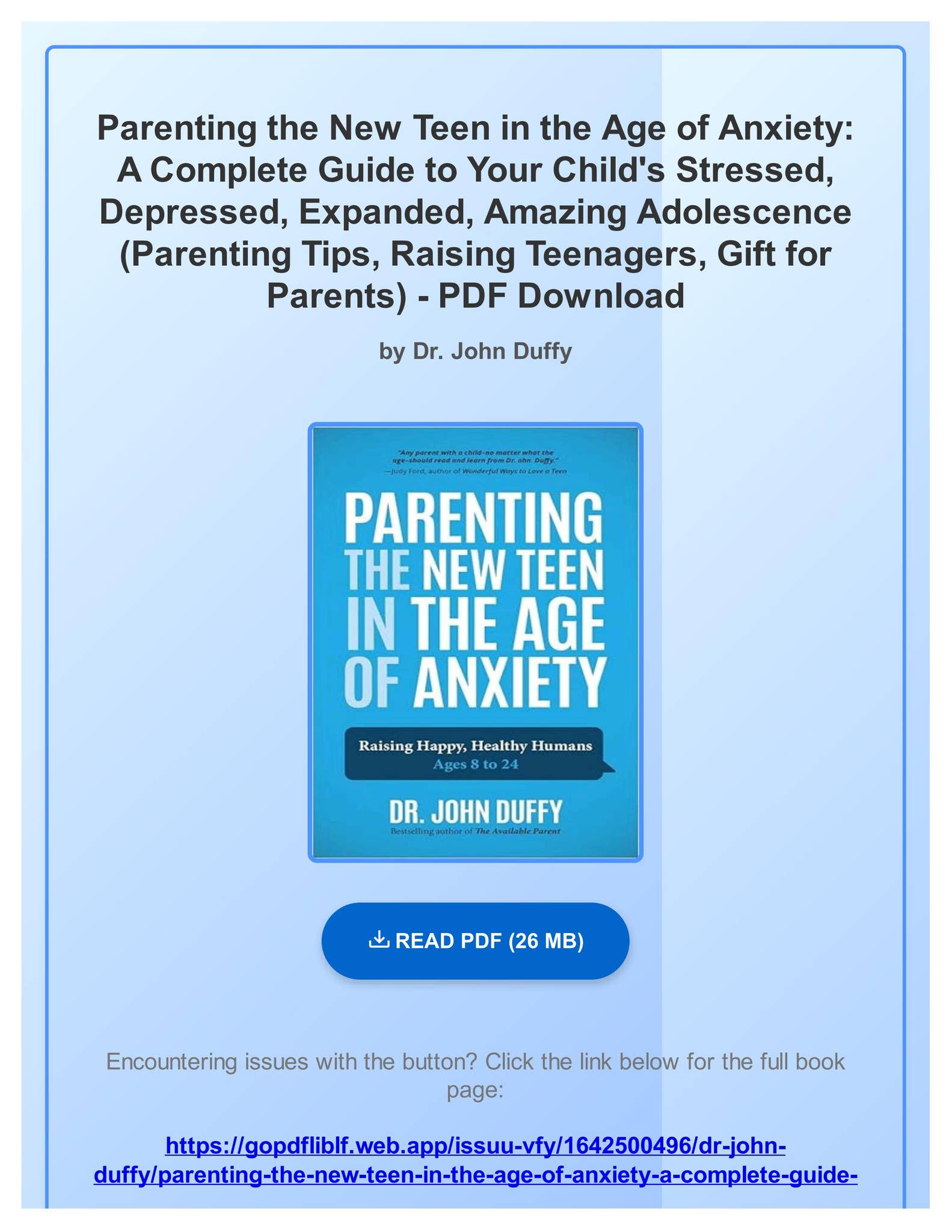 PDF Download Parenting the New Teen in the Age of Anxiety: A Complete ...