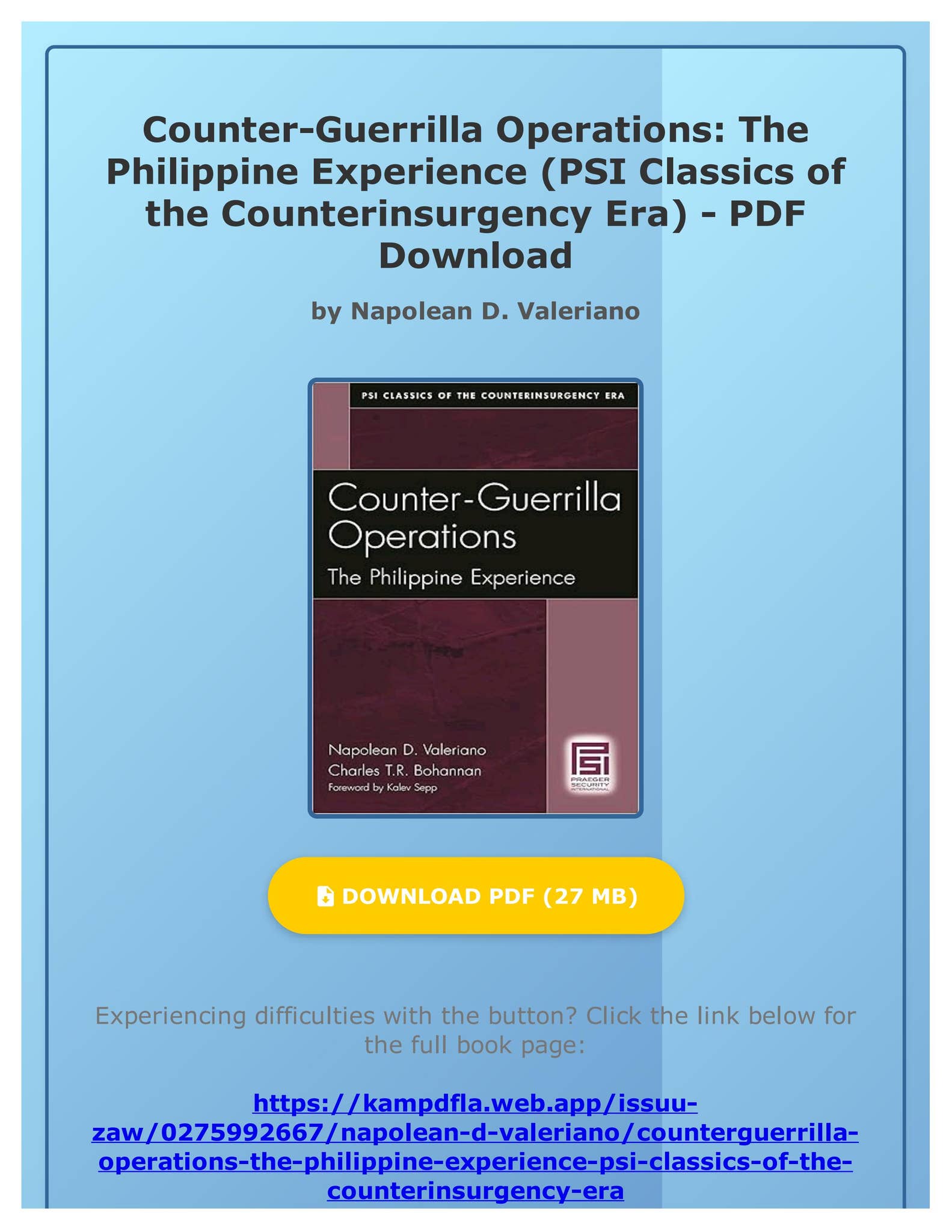 EBOOK Counter-Guerrilla Operations: The Philippine Experience (PSI ...