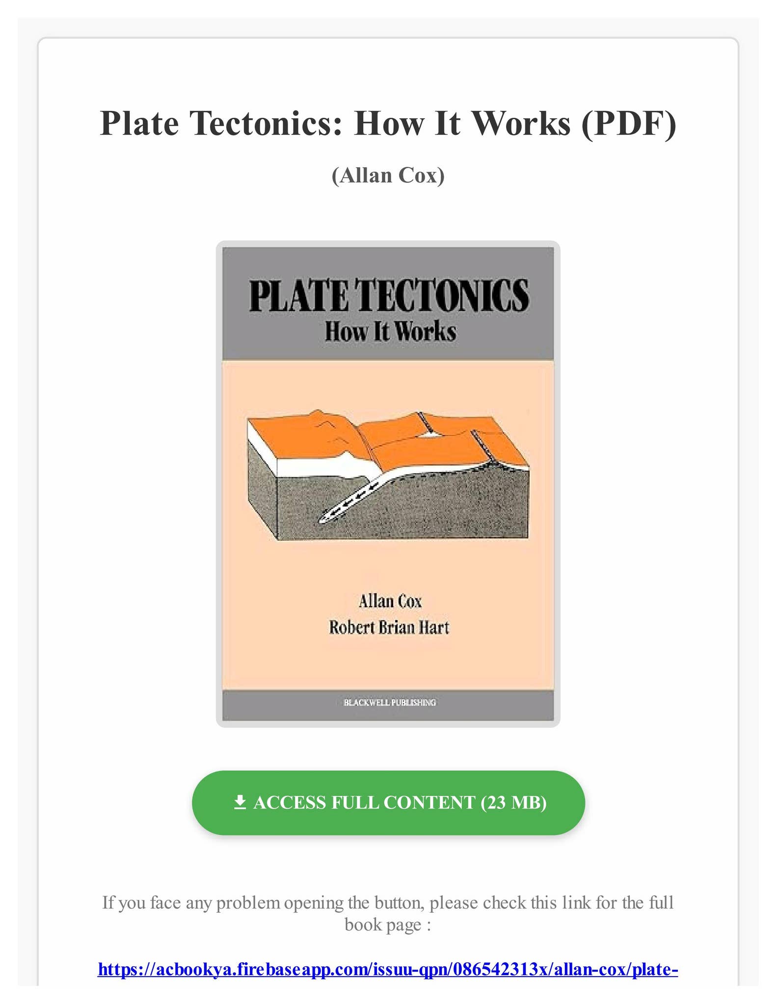 Ebook Free Plate Tectonics: How It Works by Allan Cox by DoyleIIac - Issuu