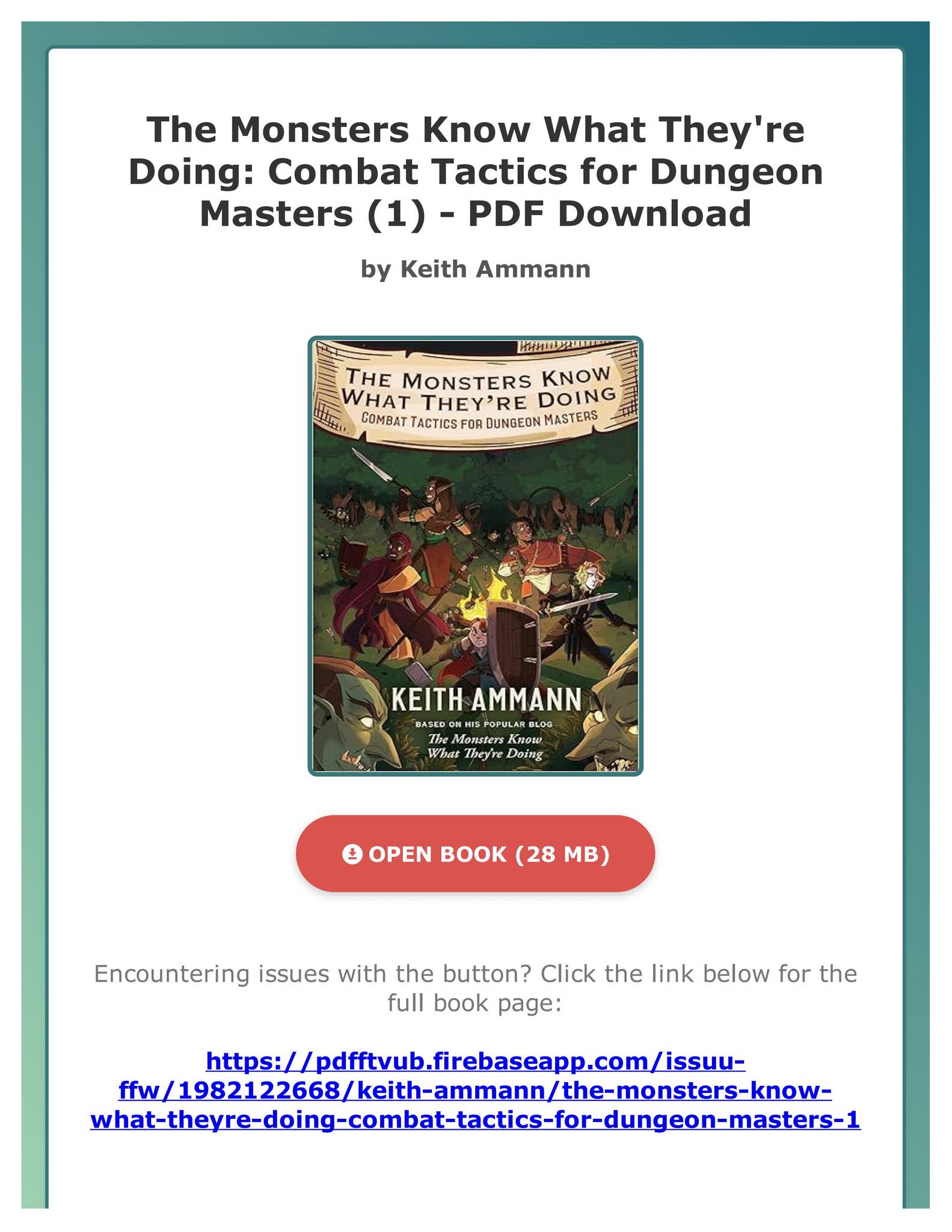 PDF Ebook The Monsters Know What They're Doing: Combat Tactics for ...