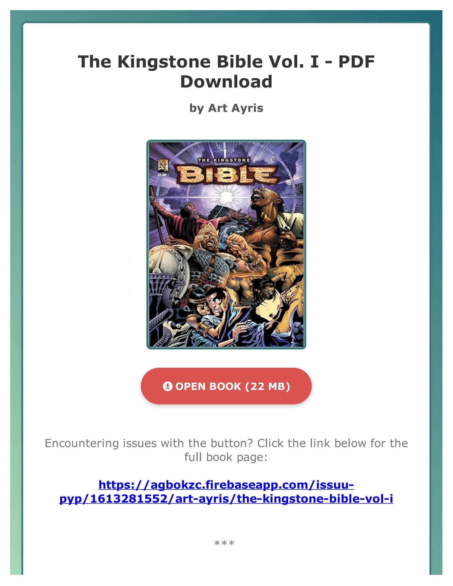 FREE PDF The Kingstone Bible Vol. I by Art Ayris by NaomiPaucekin - Issuu