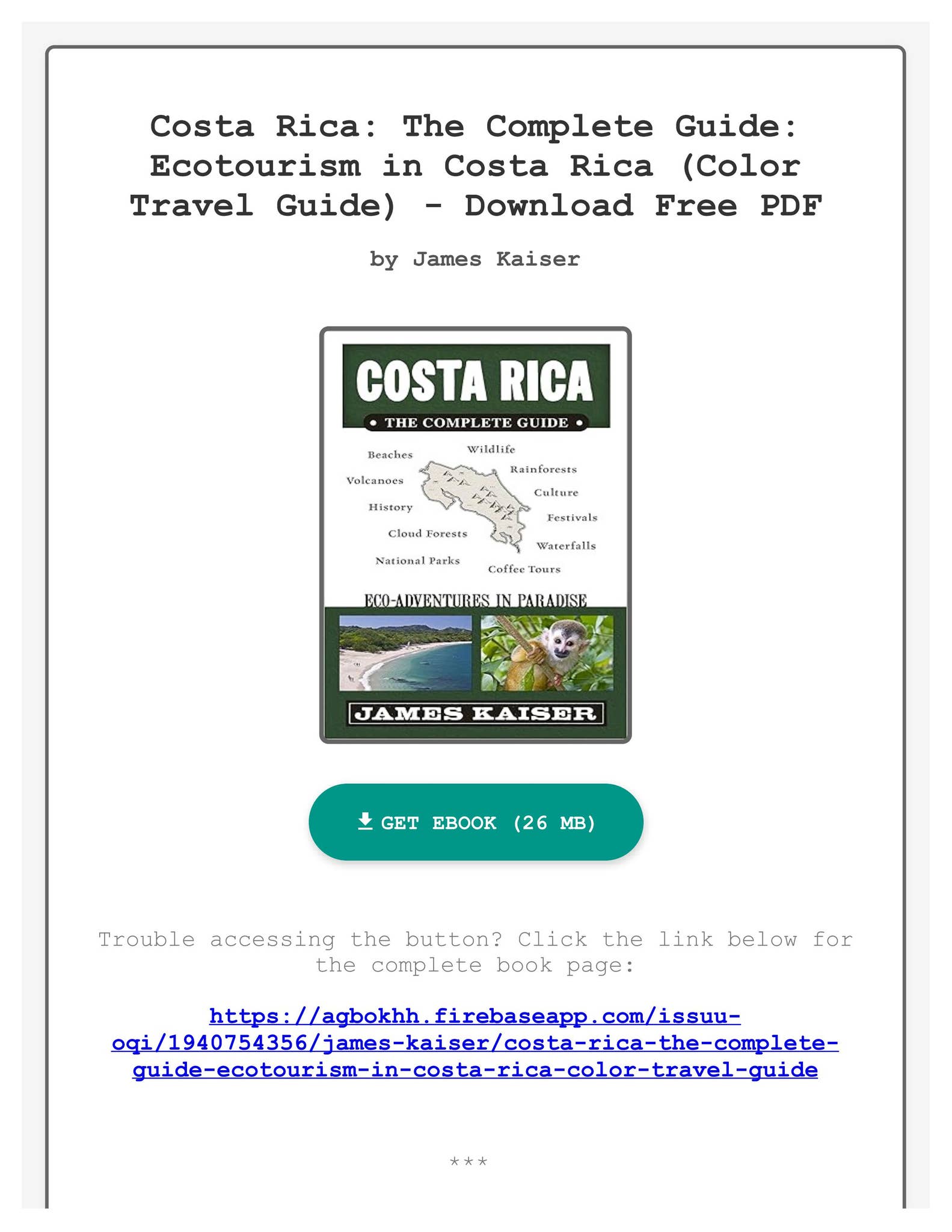 FREE PDF Costa Rica: The Complete Guide: Ecotourism in Costa Rica ...