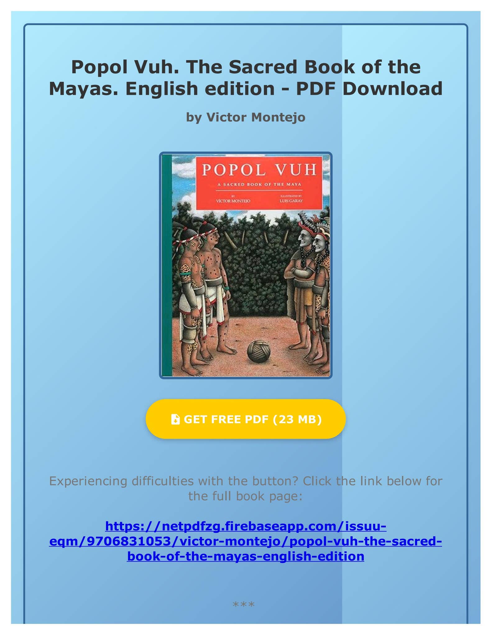 Epub Popol Vuh. The Sacred Book of the Mayas. English edition by Victor ...