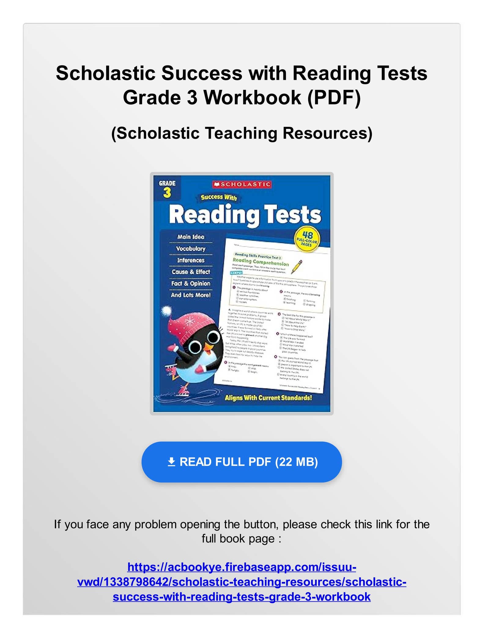 PDF Free Scholastic Success with Reading Tests Grade 3 Workbook by ...