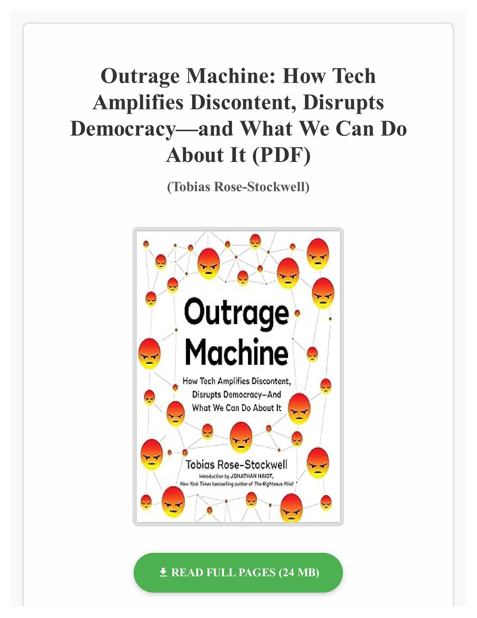 (EBOOK) Outrage Machine: How Tech Amplifies Discontent, Disrupts ...