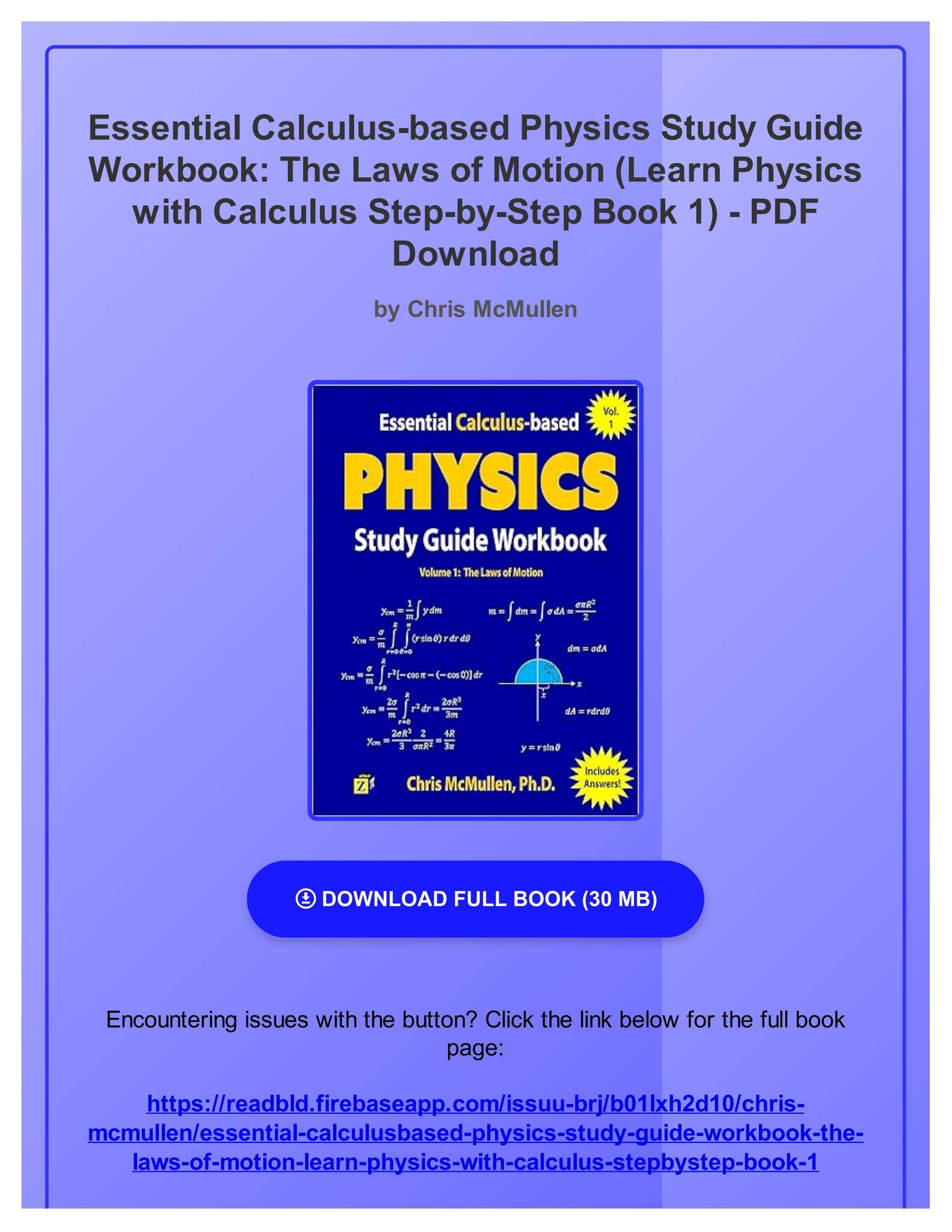 Ebook Essential Calculus-based Physics Study Guide Workbook: The Laws of Motion (Learn Physics ...