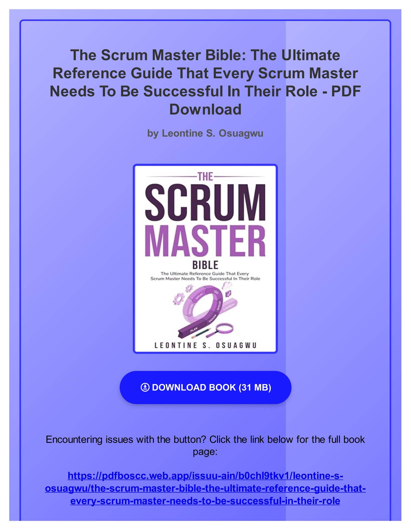 DOWNLOAD The Scrum Master Bible: The Ultimate Reference Guide That ...