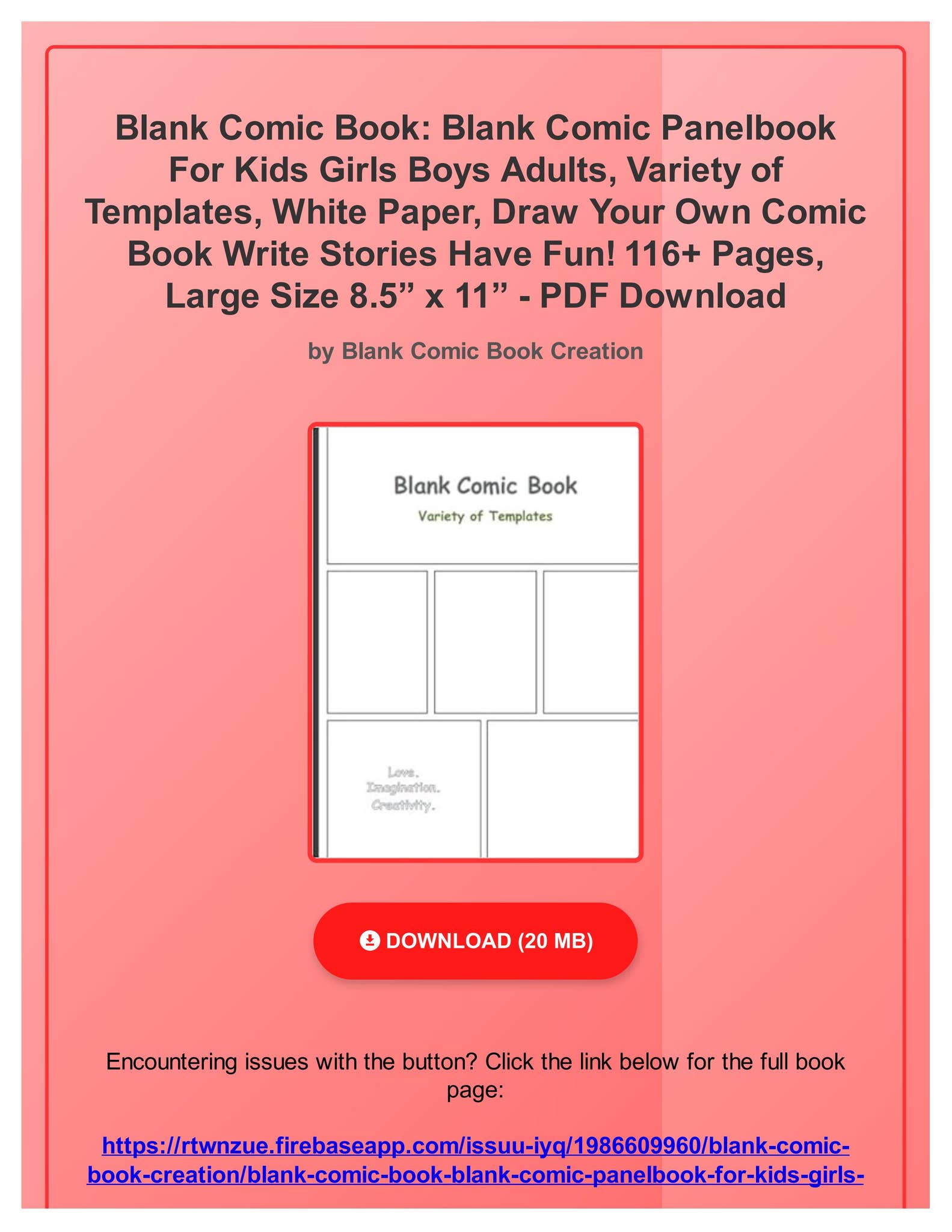 PDF Blank Comic Book: Blank Comic Panelbook For Kids Girls Boys Adults ...