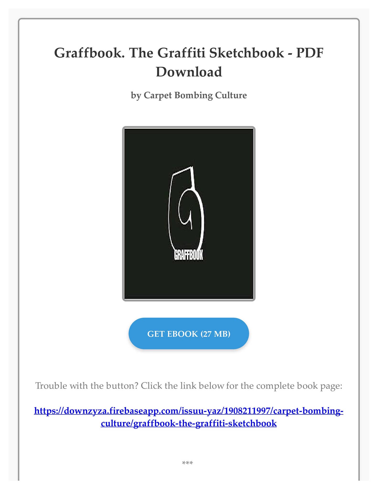 Pdf Ebook Graffbook. The Graffiti Sketchbook by Carpet Bombing Culture ...