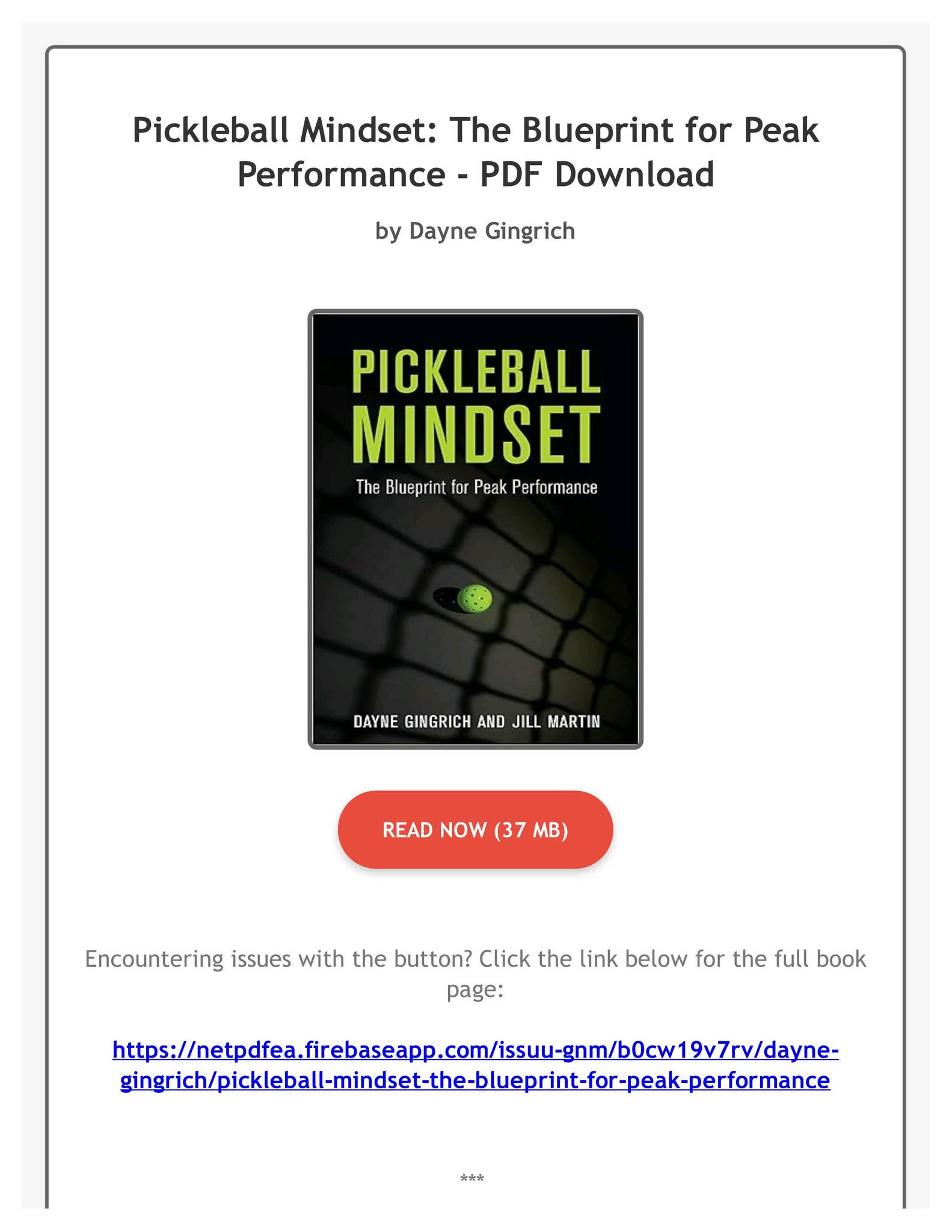 PDF Pickleball Mindset: The Blueprint for Peak Performance by Dayne ...