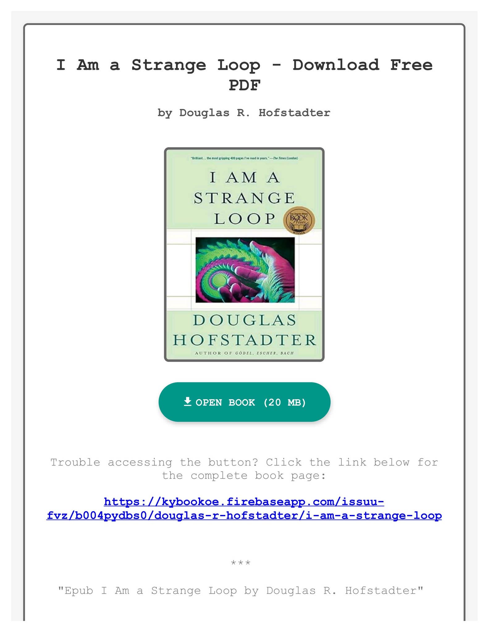Epub I Am a Strange Loop by Douglas R. Hofstadter by GailOkunevamx - Issuu