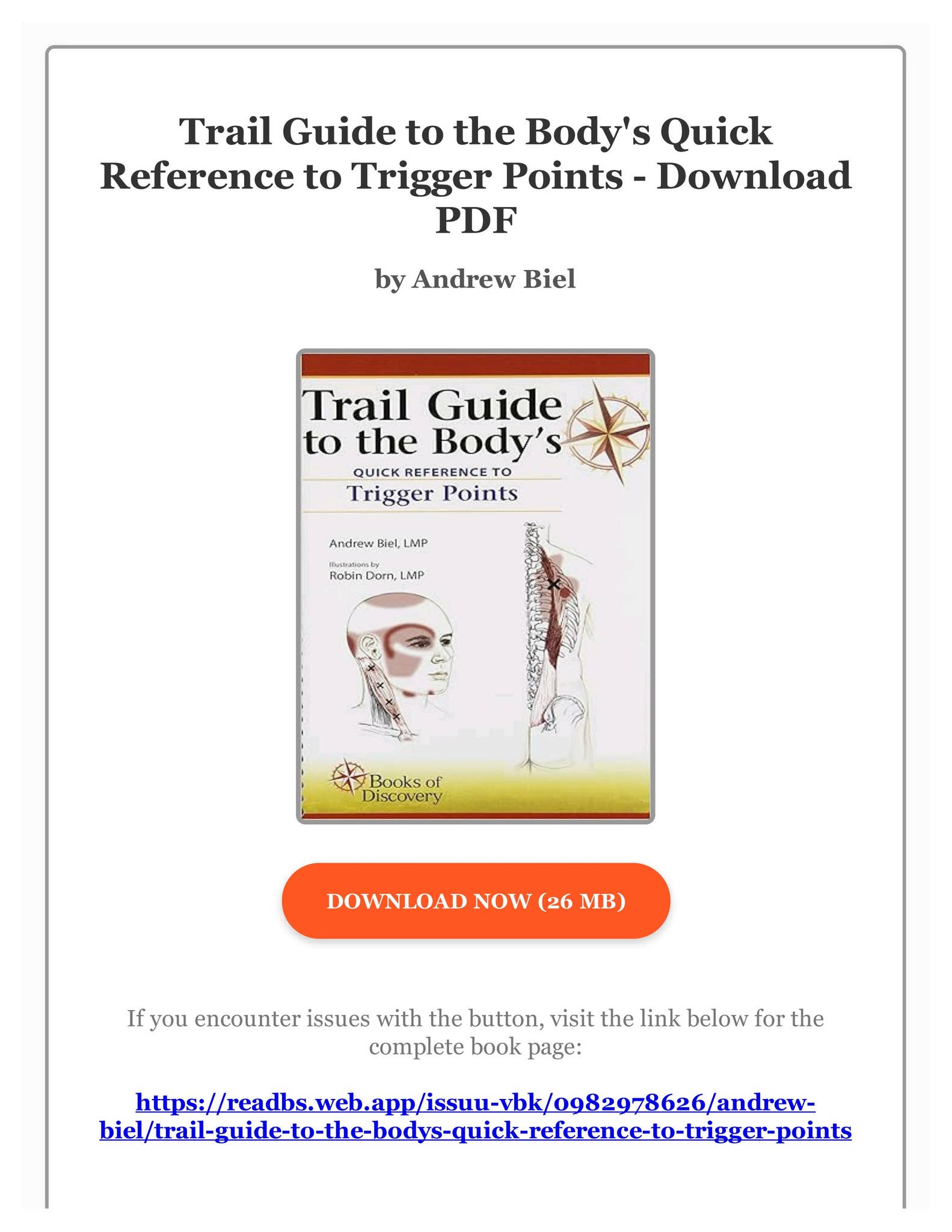 DOWNLOAD Trail Guide to the Body's Quick Reference to Trigger Points by ...