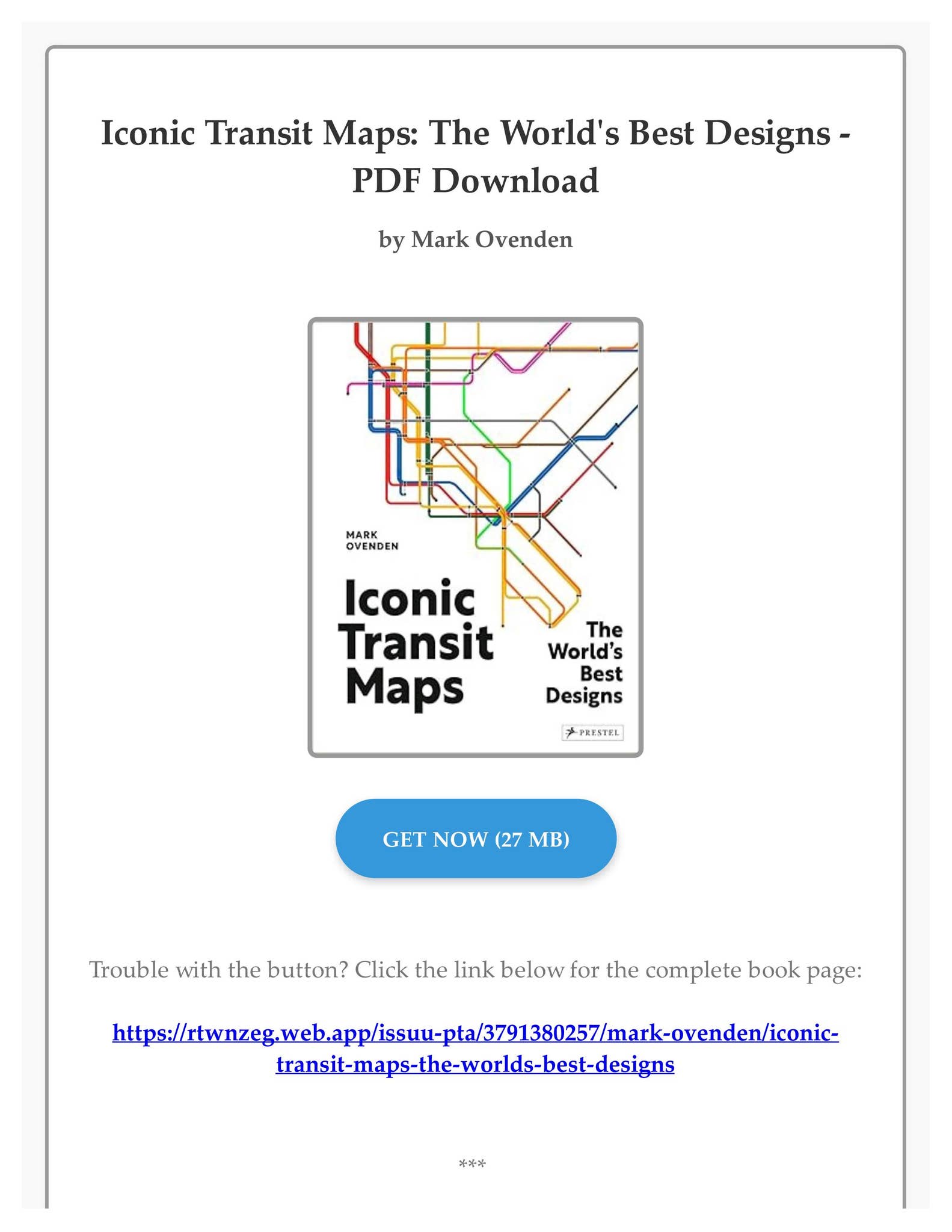 PDF Iconic Transit Maps: The World's Best Designs by Mark Ovenden by ...