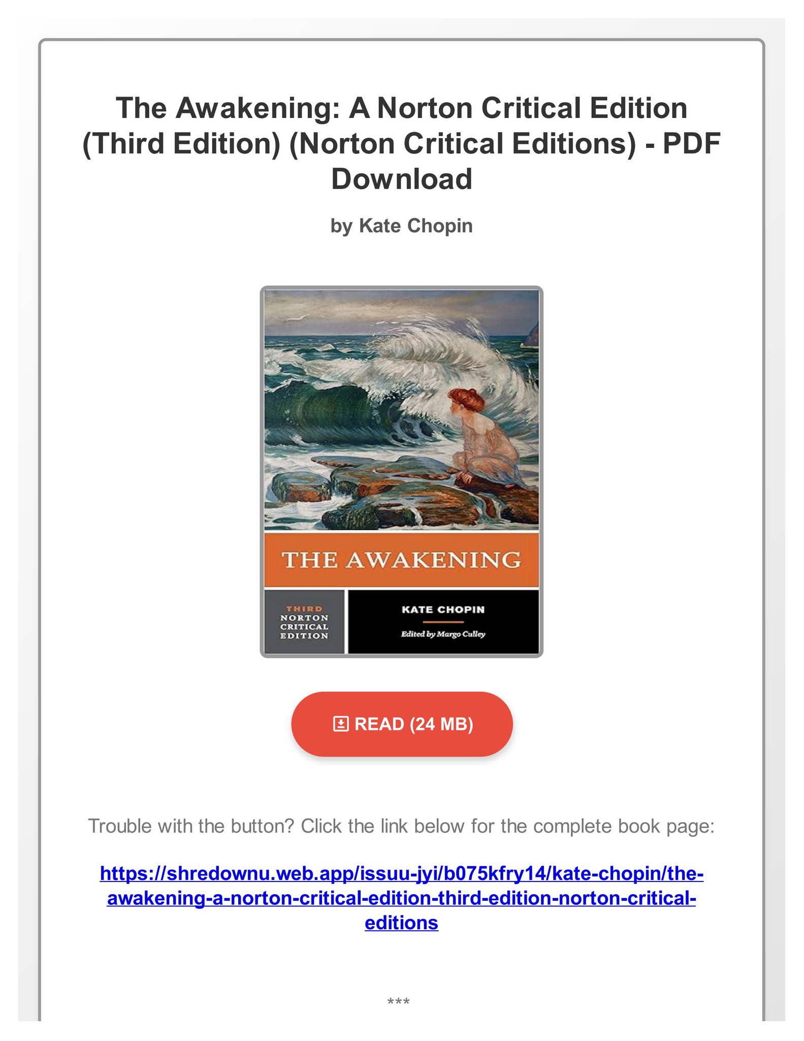 Ebook The Awakening: A Norton Critical Edition (Third Edition) (Norton ...