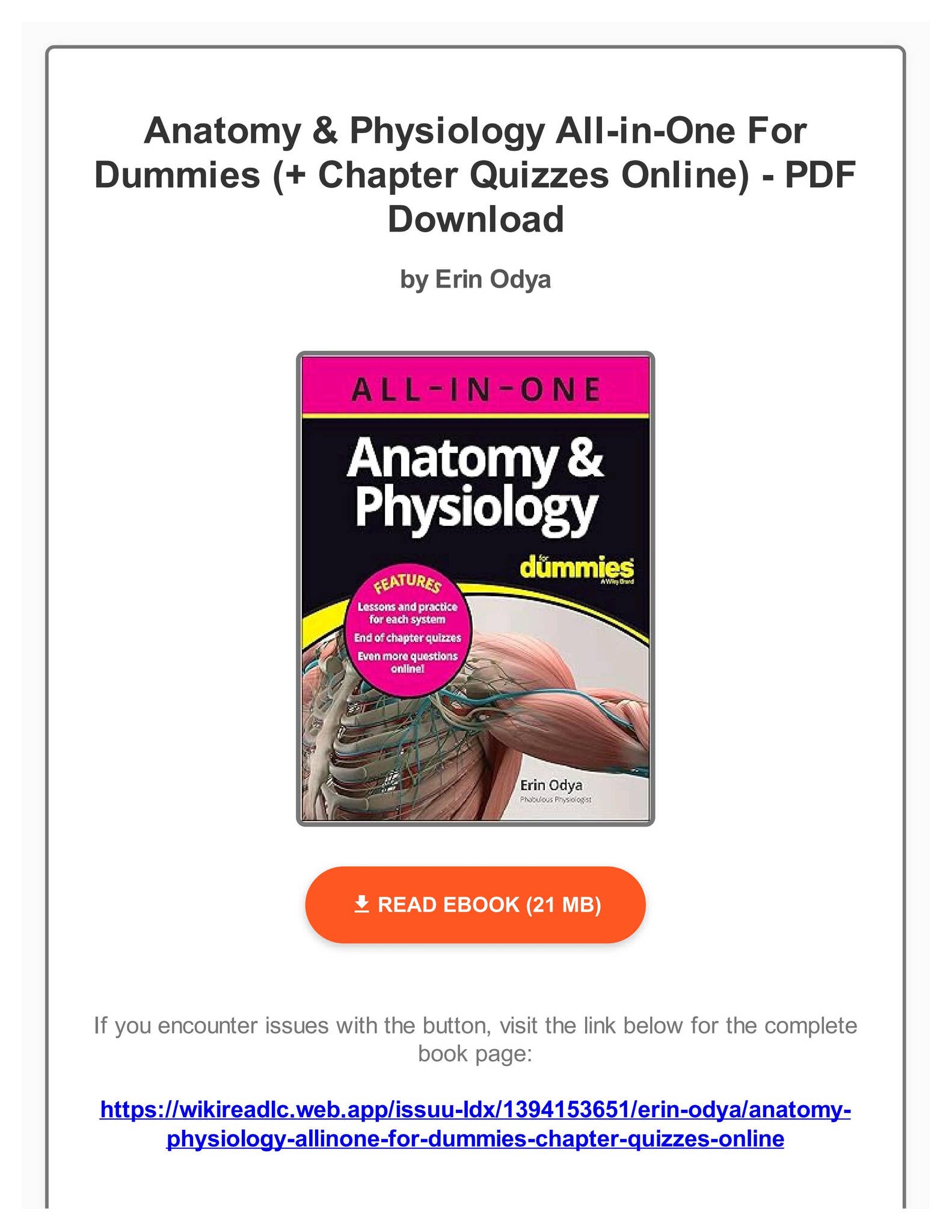 (PDF PDF) Anatomy & Physiology All-in-One For Dummies (+ Chapter Quizzes Online) by Erin Odya by ...