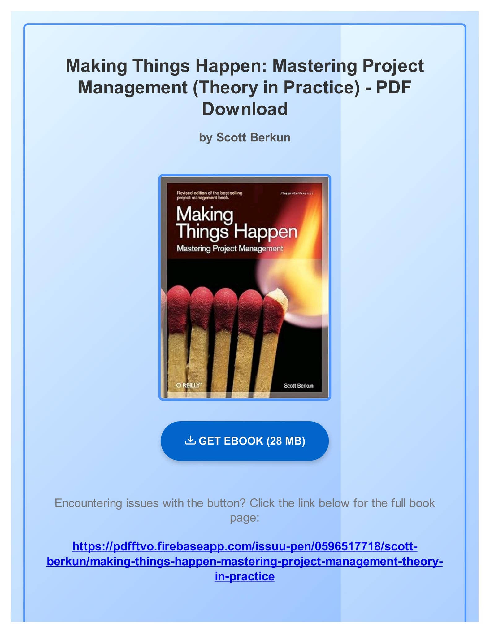 PDF Making Things Happen: Mastering Project Management (Theory in ...