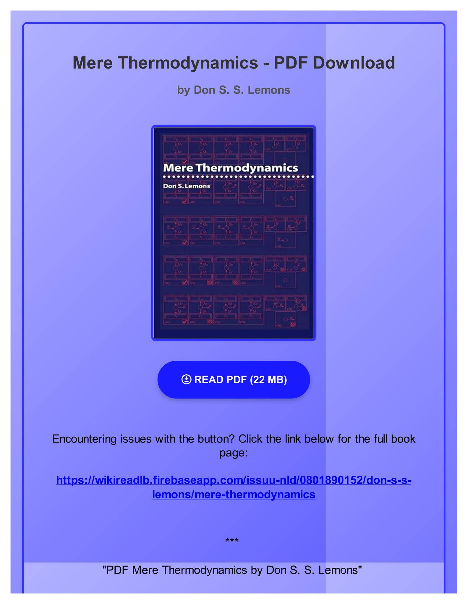 PDF Mere Thermodynamics by Don S. S. Lemons by EldaHermanwy - Issuu