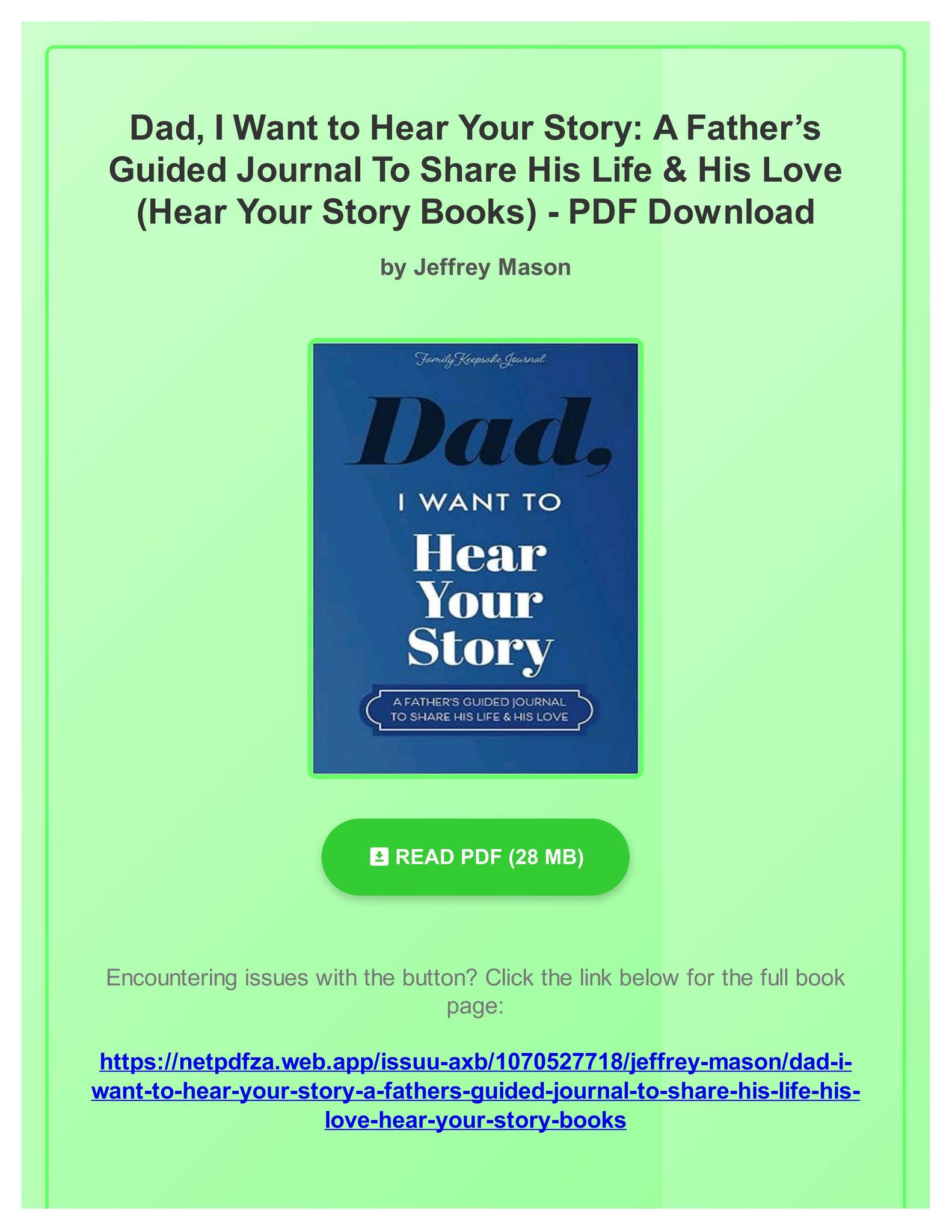 Ebook PDF Dad, I Want to Hear Your Story: A Father’s Guided Journal To ...