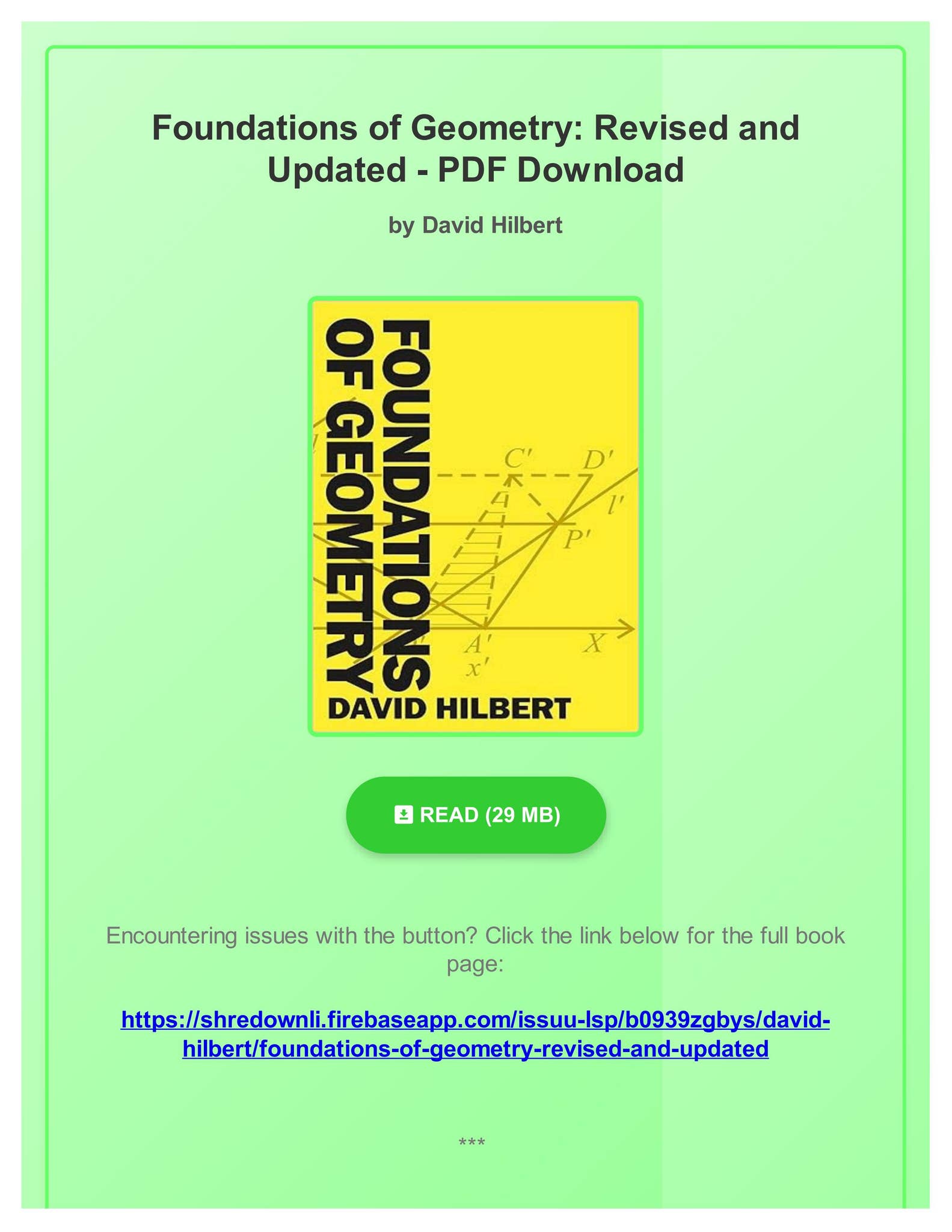 PDF Free Foundations of Geometry: Revised and Updated by David Hilbert ...