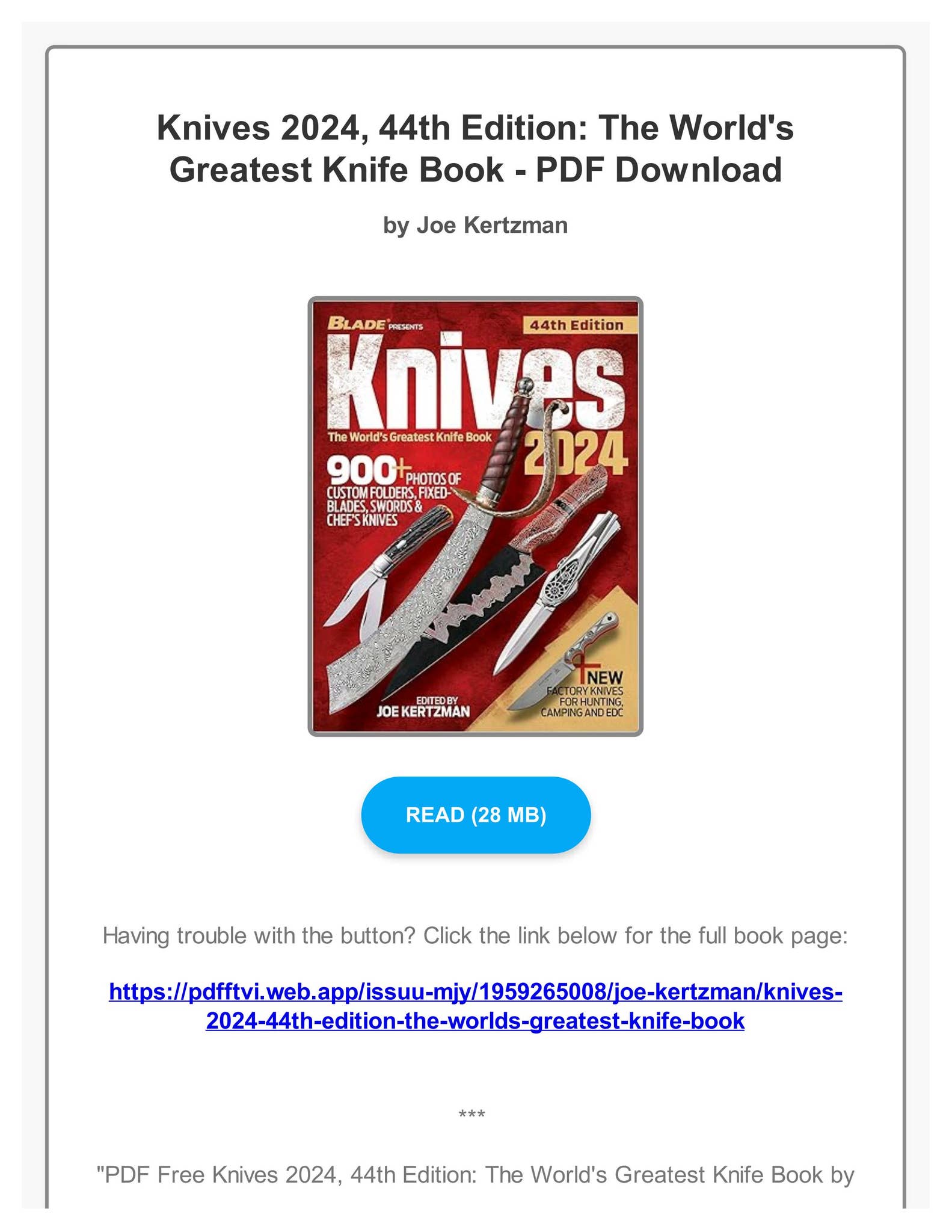 PDF Free Knives 2024, 44th Edition: The World's Greatest Knife Book by ...