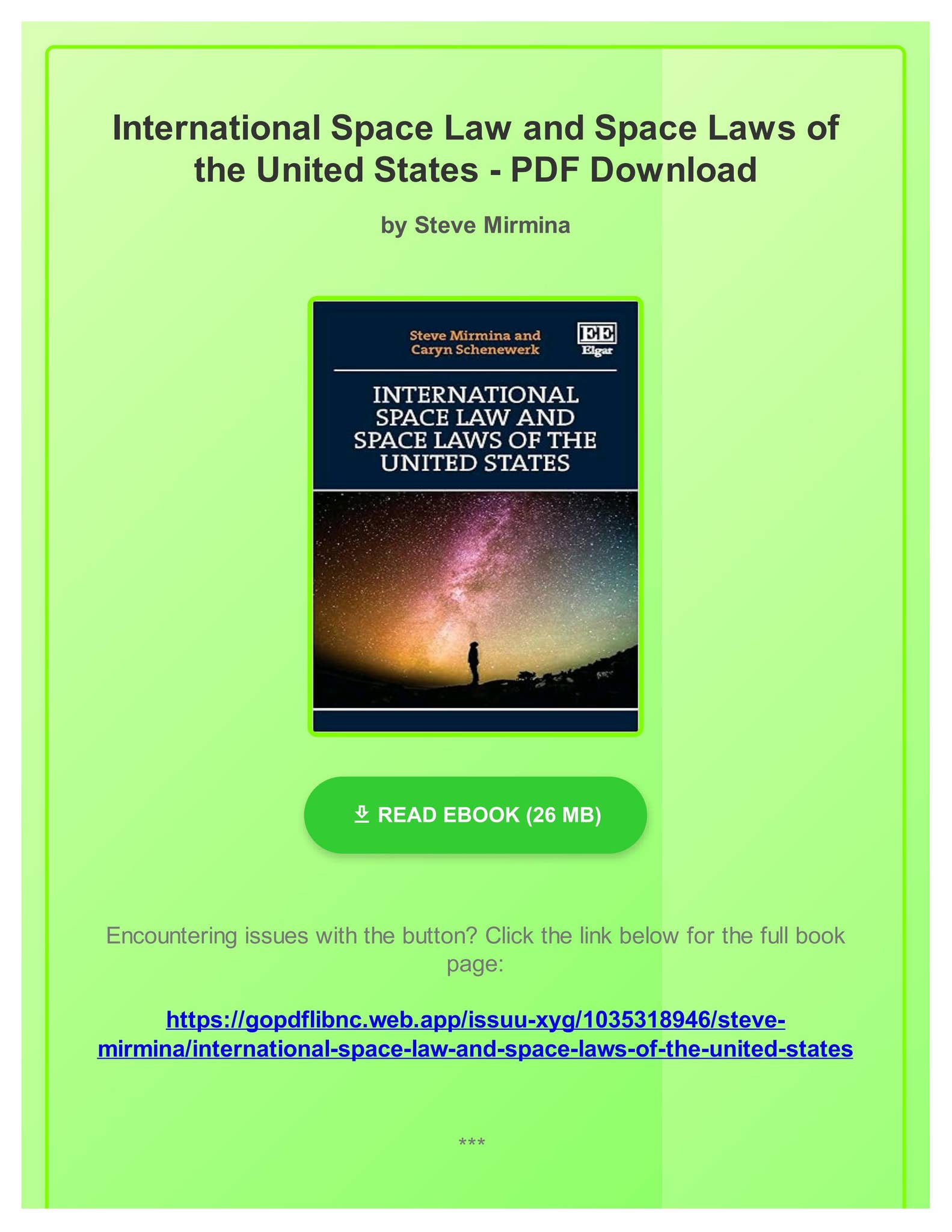 Pdf Free International Space Law and Space Laws of the United States by ...