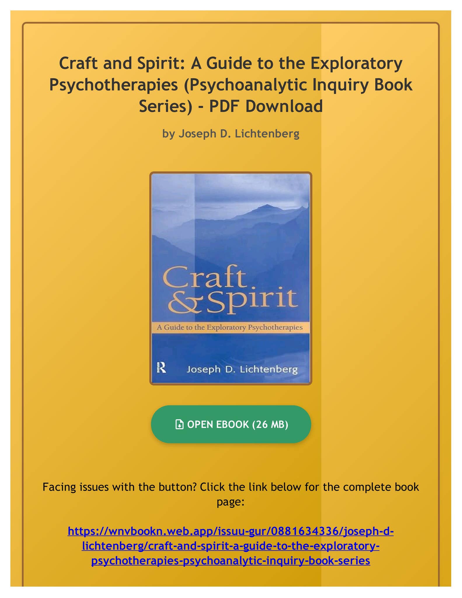 Free PDF Craft and Spirit: A Guide to the Exploratory Psychotherapies ...
