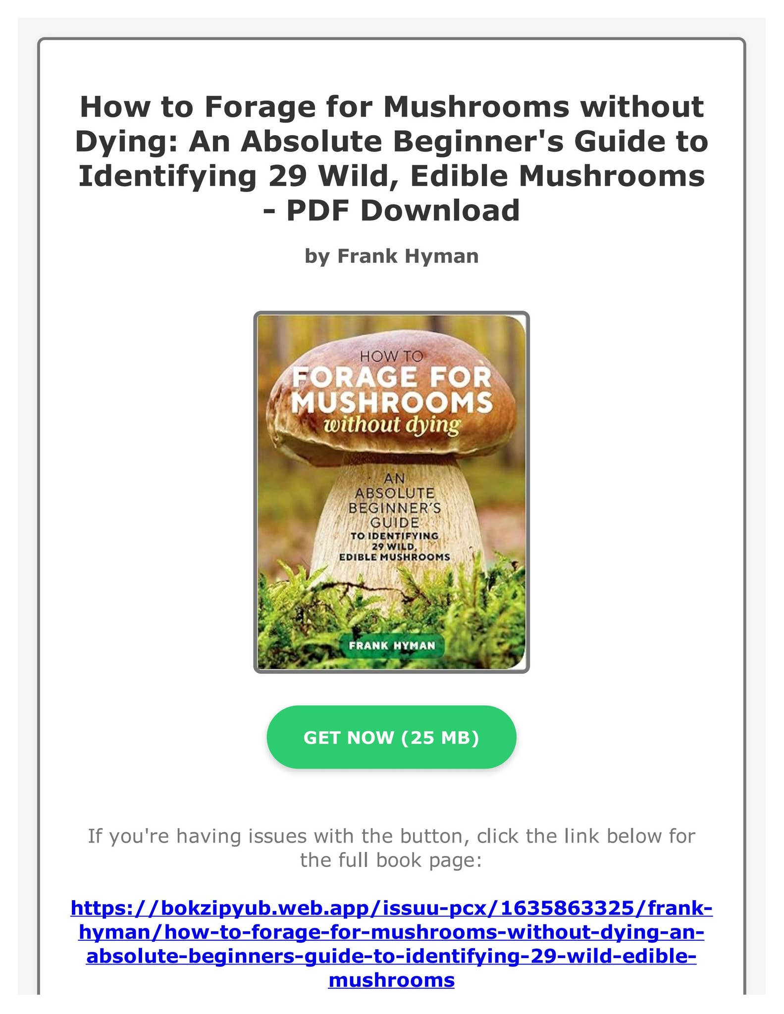PDF Free How to Forage for Mushrooms without Dying: An Absolute ...