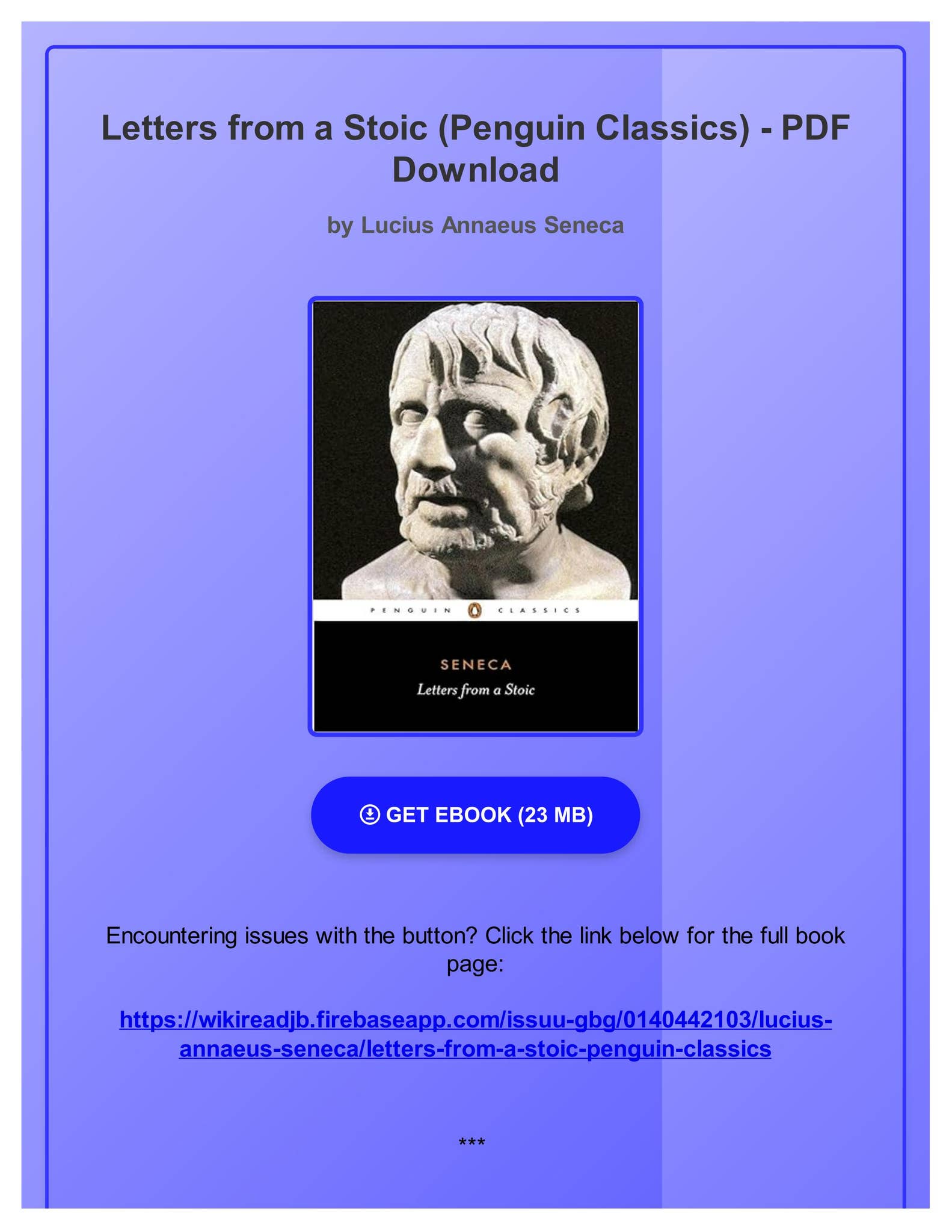 (FREE (PDF) Letters from a Stoic (Penguin Classics) by Lucius Annaeus ...