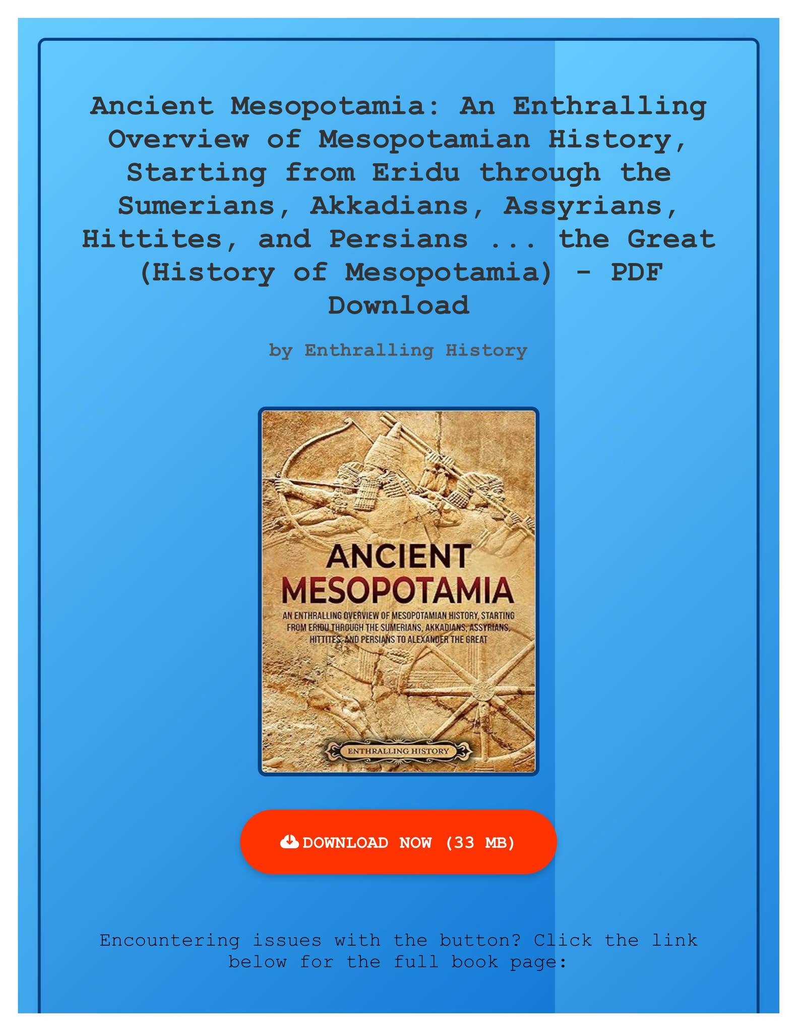 (PDF) Free Ancient Mesopotamia: An Enthralling Overview of Mesopotamian History, Starting from ...