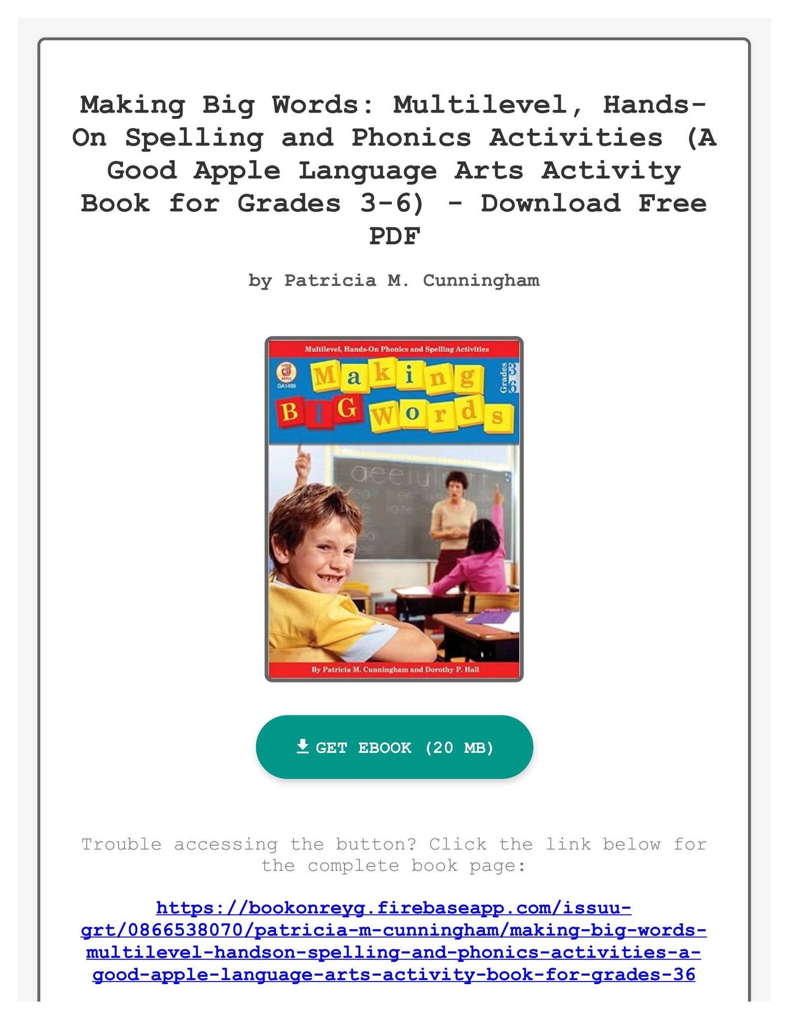 PDF FREE Making Big Words: Multilevel, Hands-On Spelling and Phonics ...
