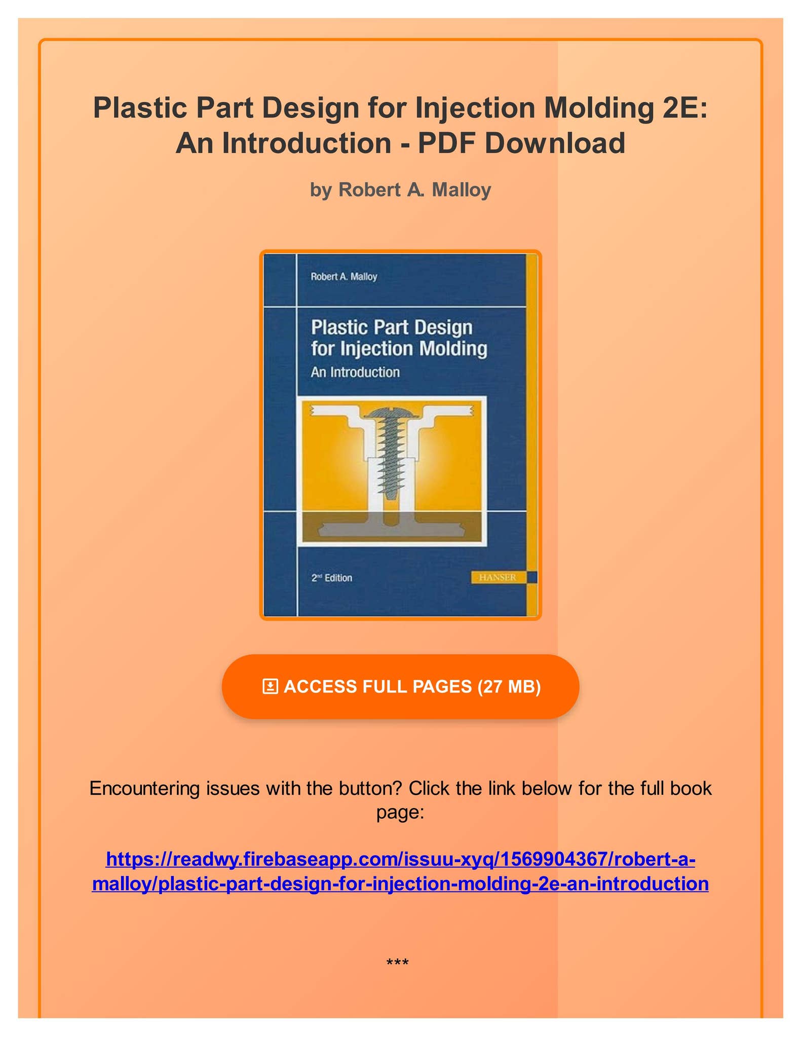 Ebook Plastic Part Design for Injection Molding 2E: An Introduction by ...