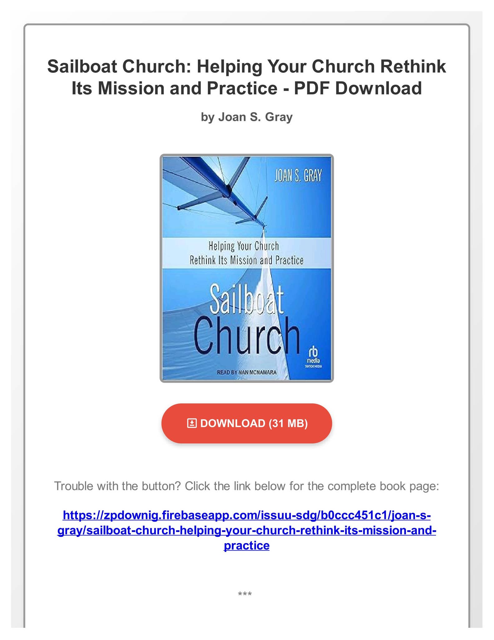 Ebook Sailboat Church: Helping Your Church Rethink Its Mission and ...
