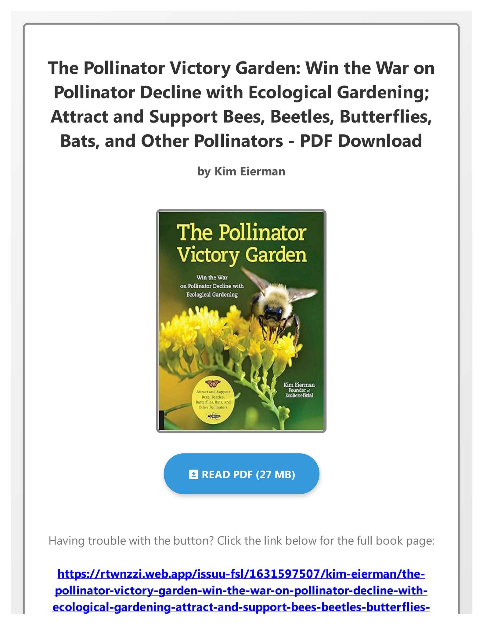 PDF EBOOK The Pollinator Victory Garden: Win the War on Pollinator ...