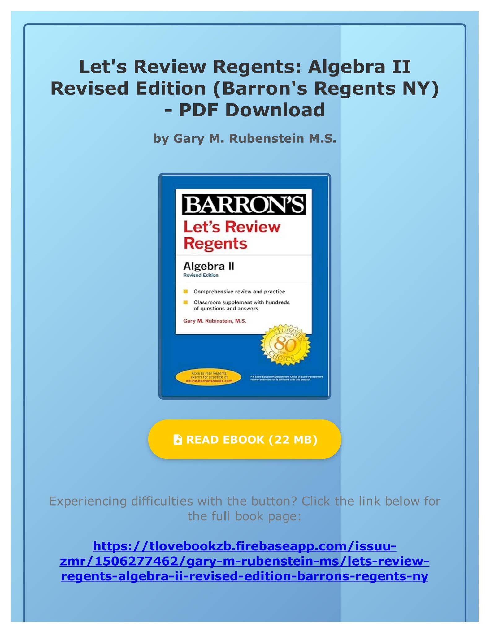 PDF Let's Review Regents: Algebra II Revised Edition (Barron's Regents ...