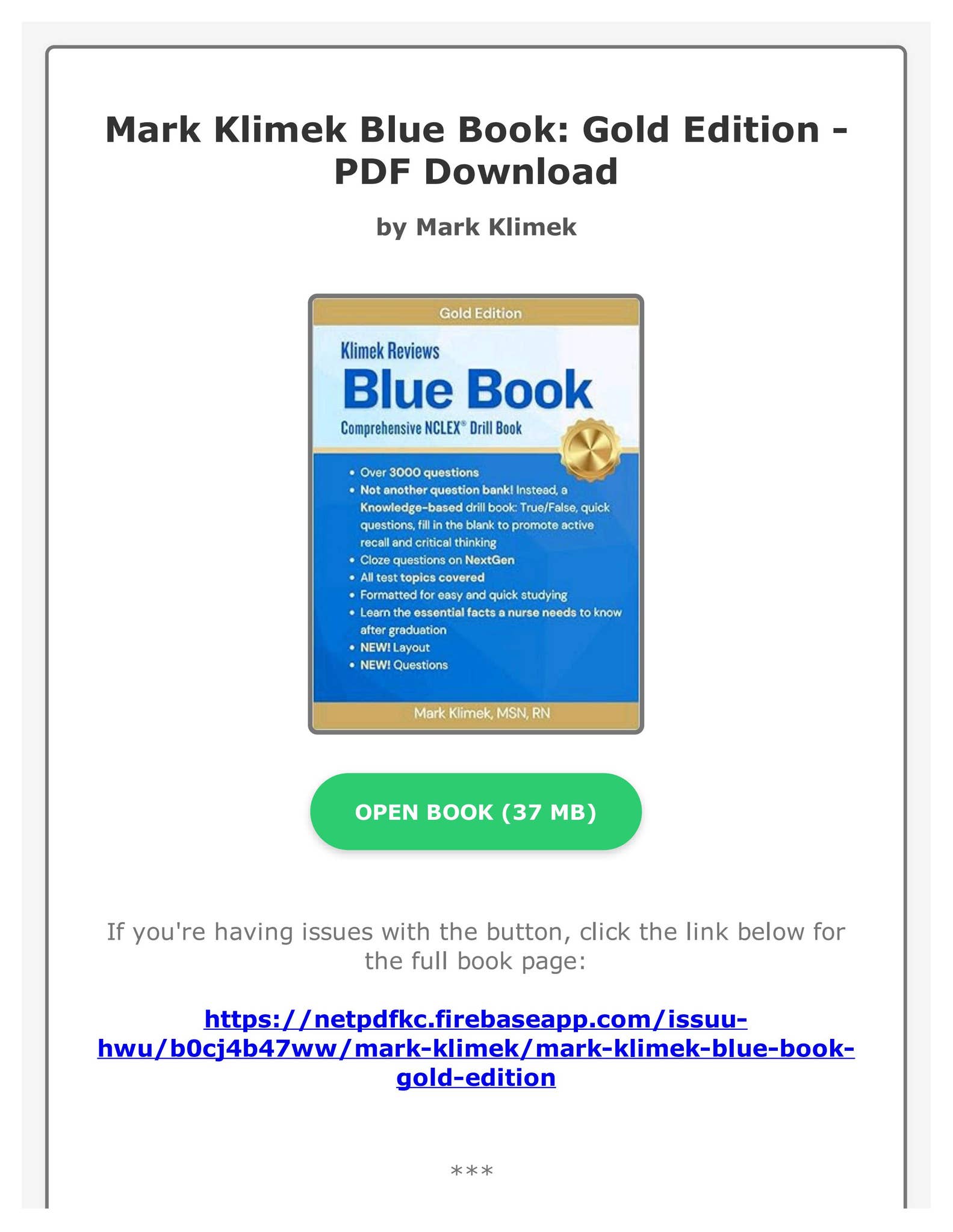Ebook Mark Klimek Blue Book: Gold Edition by Mark Klimek by ...