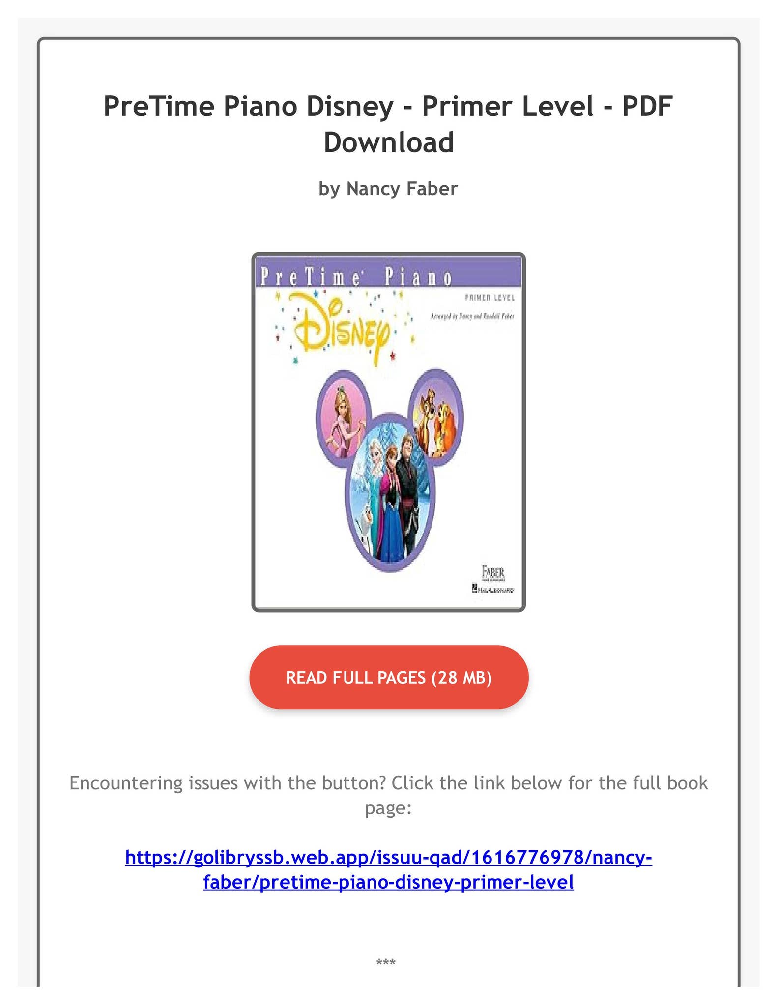 EBOOK PreTime Piano Disney - Primer Level by Nancy Faber by AmelyDareac ...