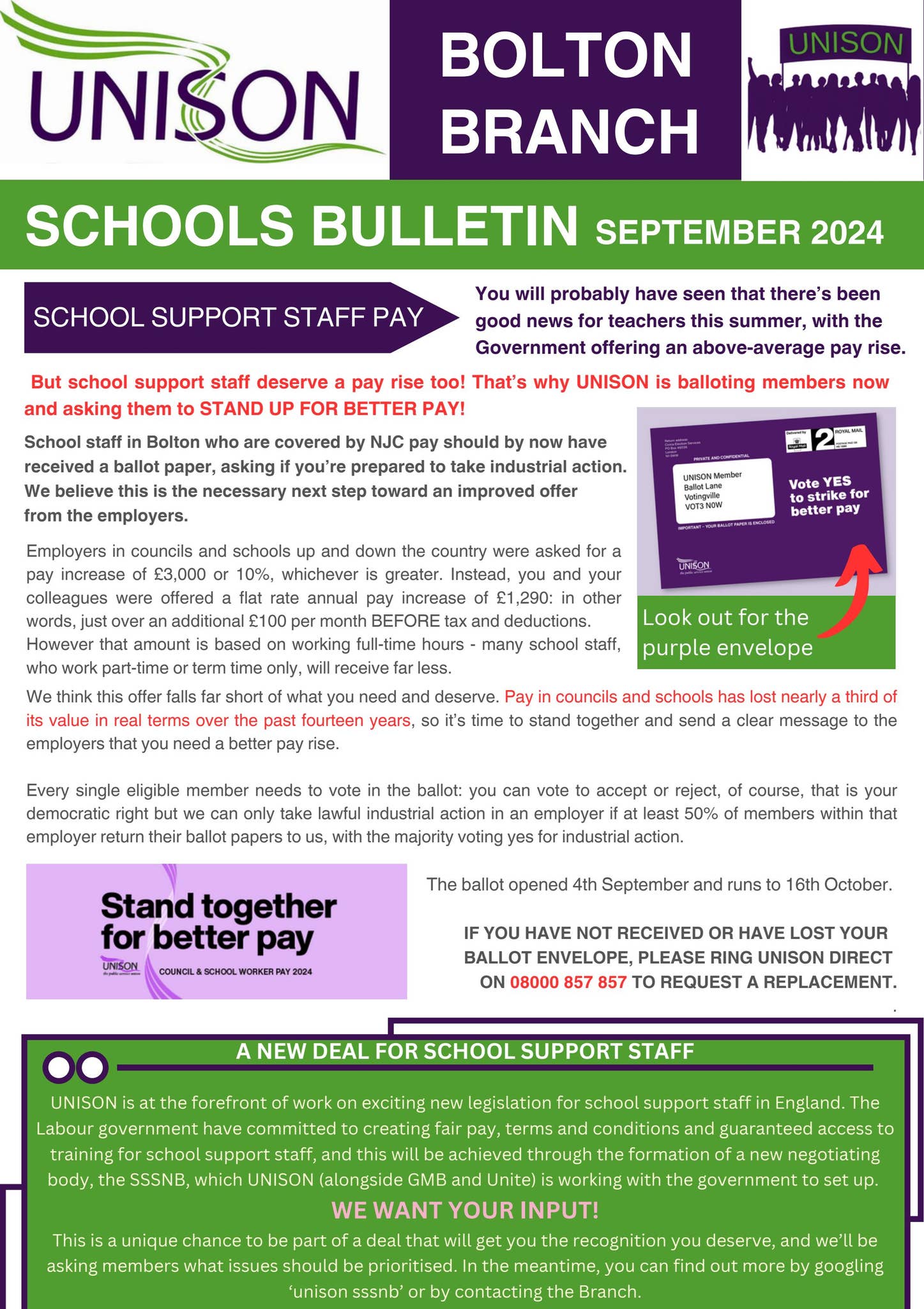 UNISON Bolton Branch Schools Newsletter September 2024 by ...