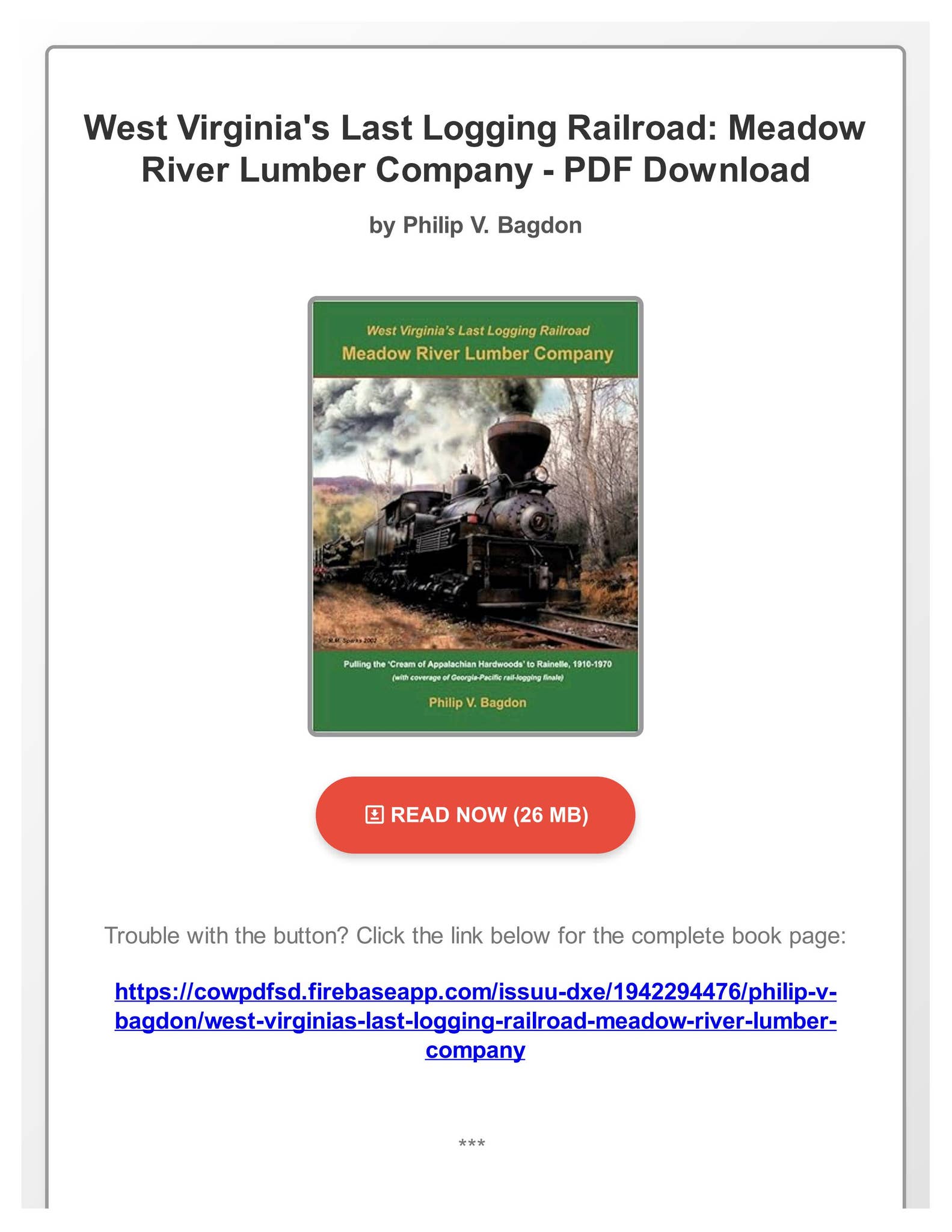 Epub West Virginia's Last Logging Railroad: Meadow River Lumber Company ...