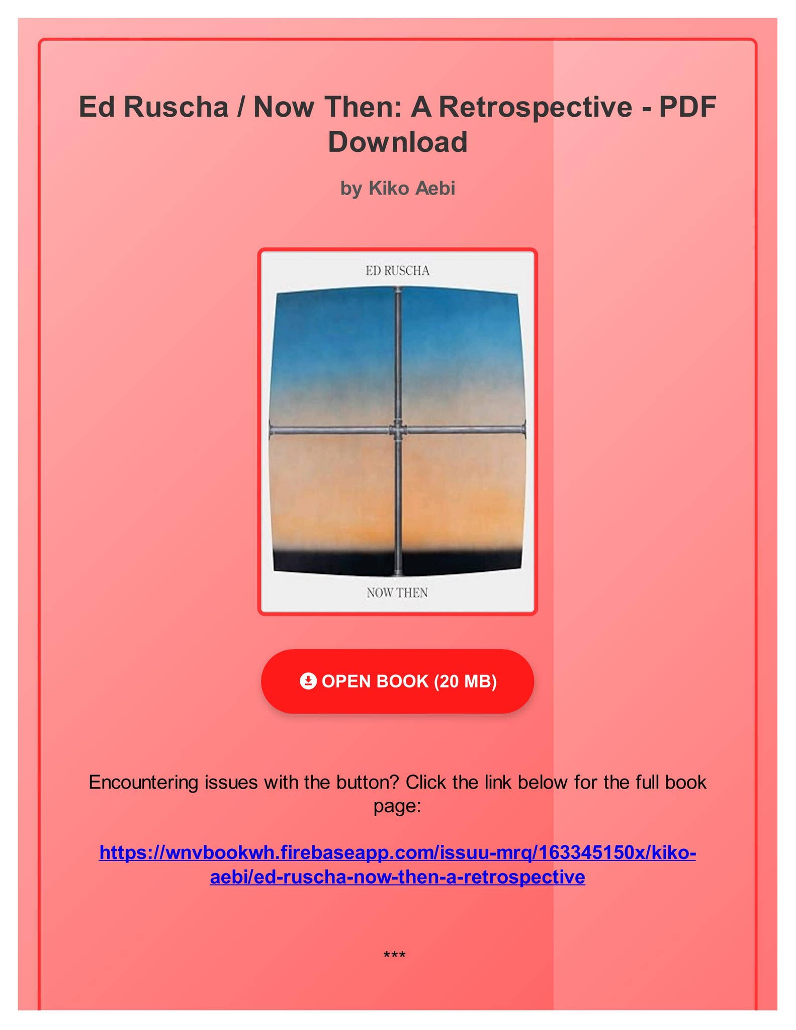 PDF Download Ed Ruscha / Now Then: A Retrospective by Kiko Aebi by ...