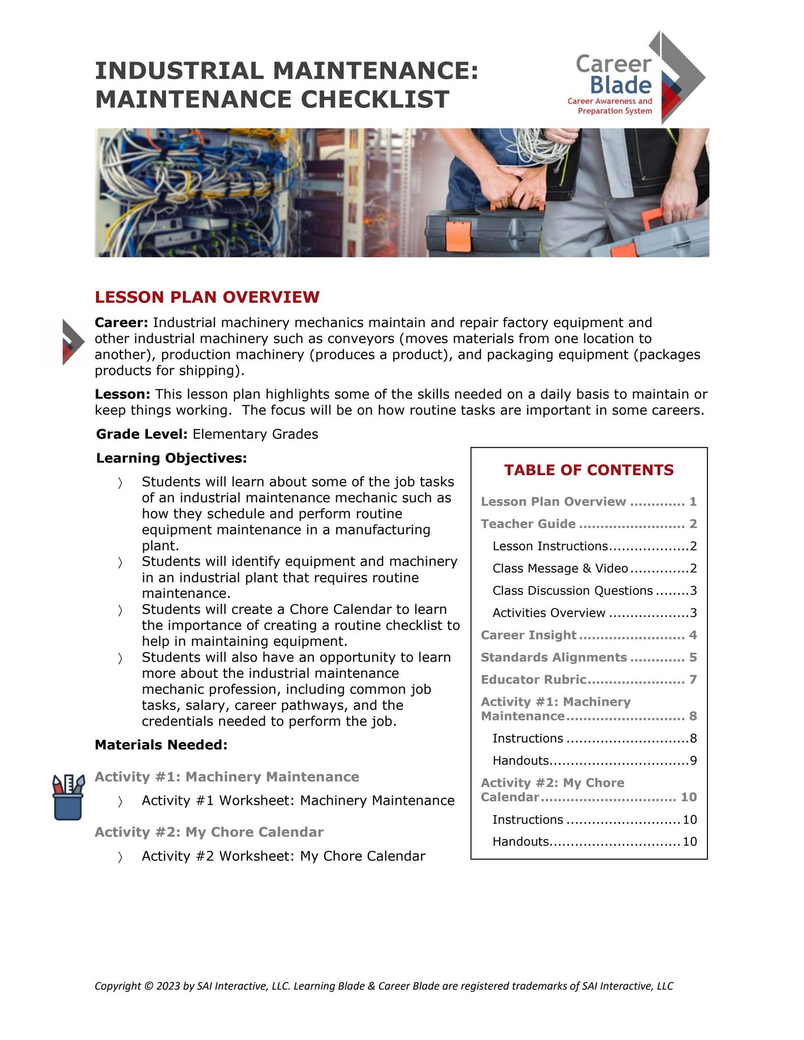 Career Blade Industrial-Maintenance-Maintenance-Checklist by ...