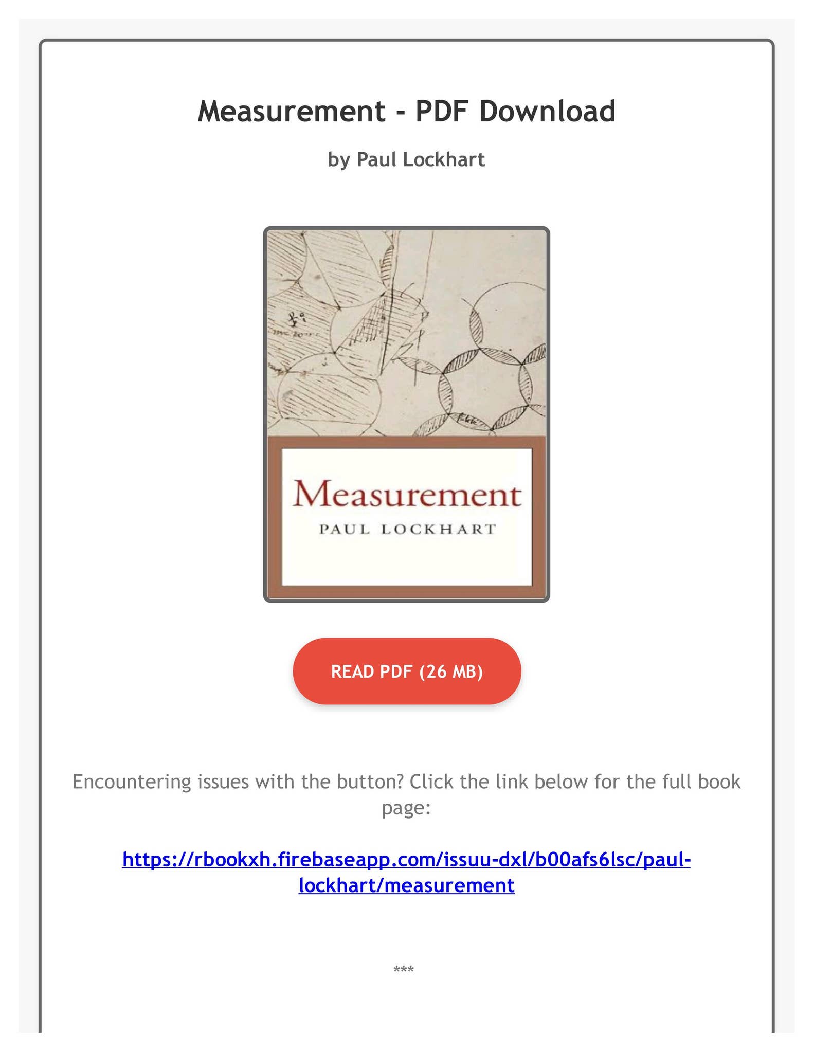 (Free Pdf) Measurement by Paul Lockhart by JohnstonDDSsg - Issuu