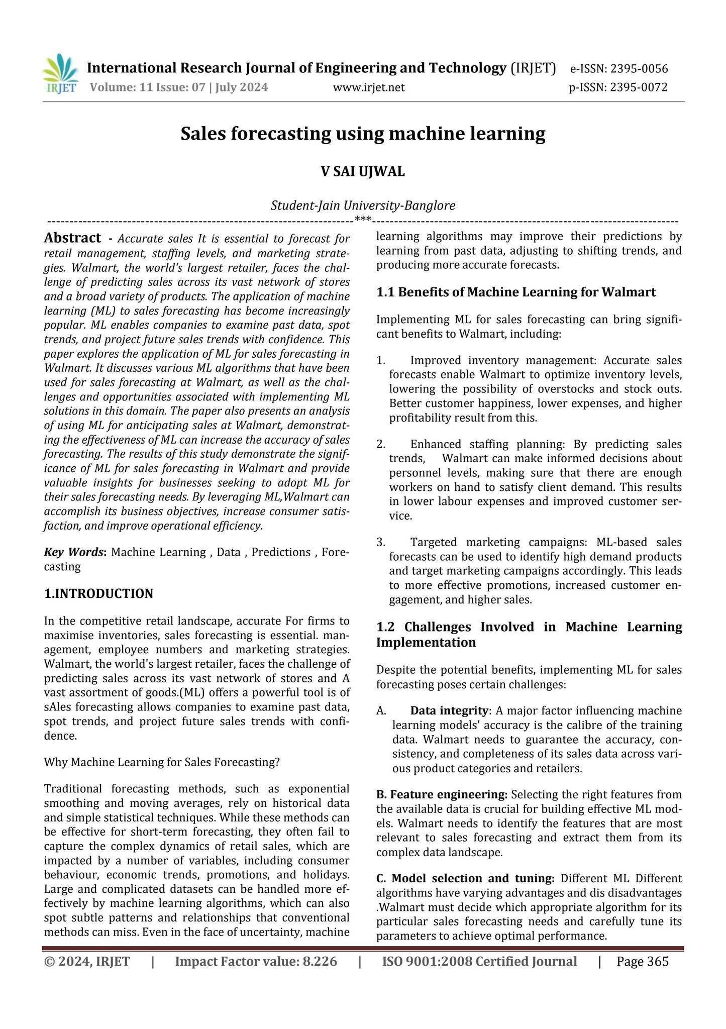 Sales forecasting using machine learning by IRJET Journal - Issuu
