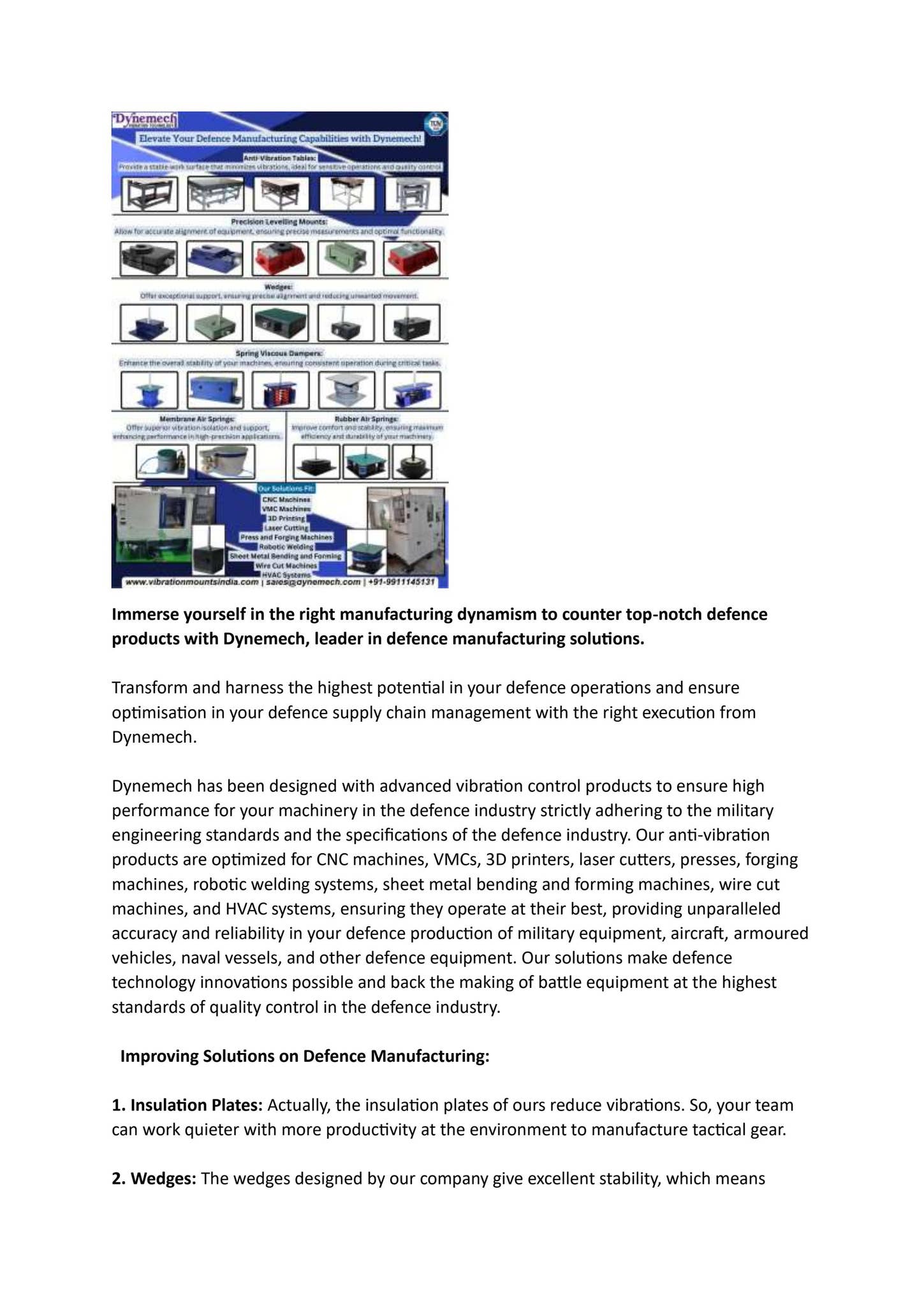 Anti Vibration Manufacturing dynamism to counter top-notch defence ...