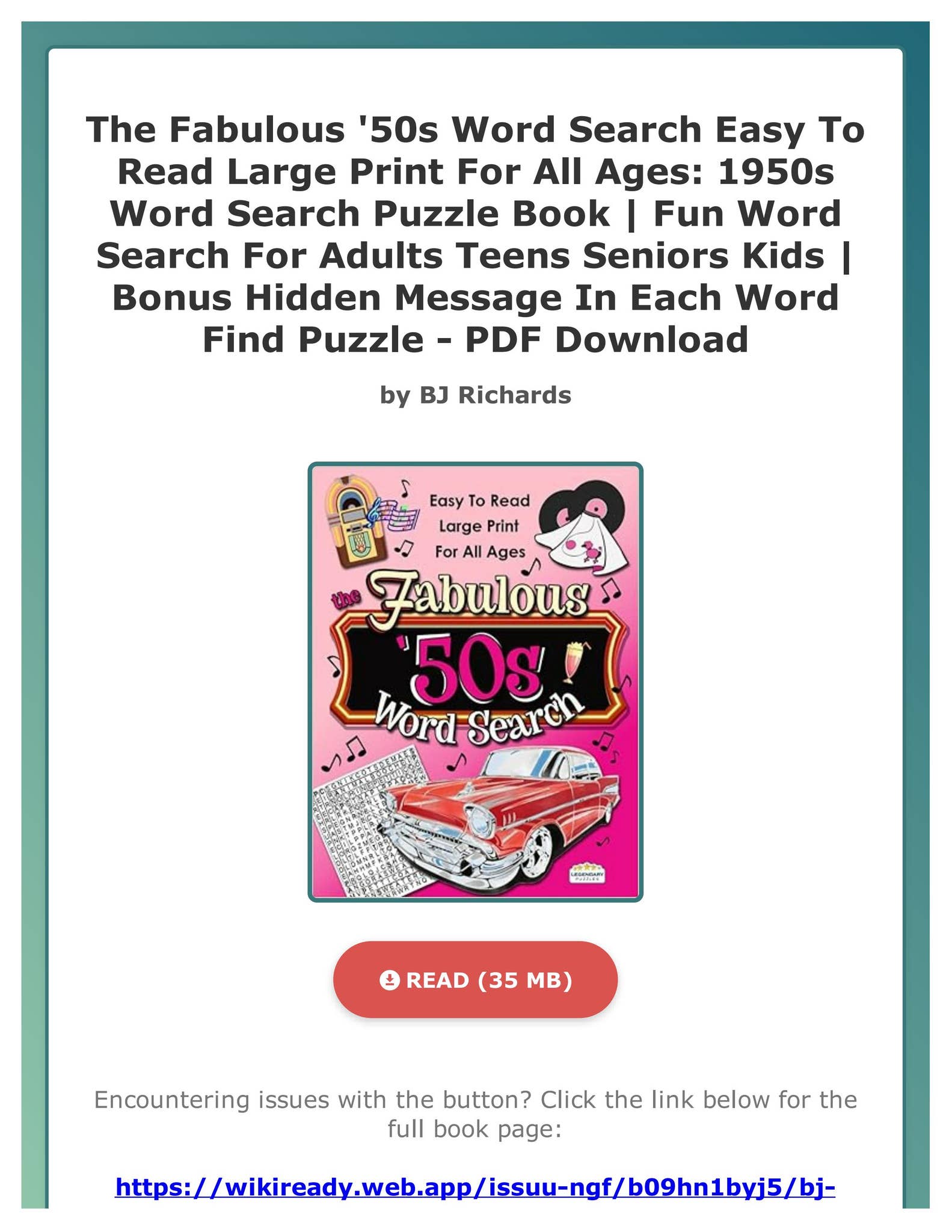 (PDF) The Fabulous '50s Word Search Easy To Read Large Print For All ...