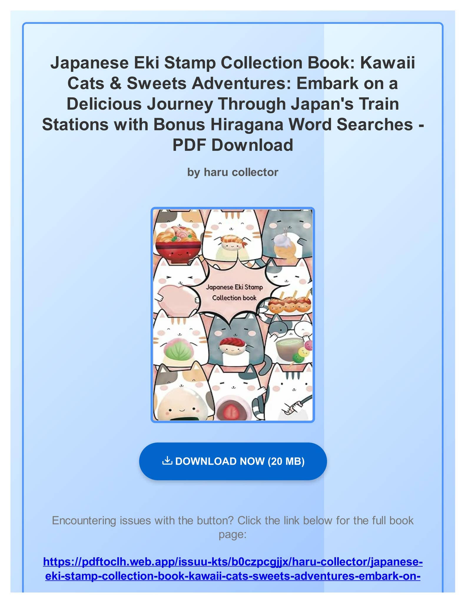 EBOOK Japanese Eki Stamp Collection Book: Kawaii Cats & Sweets ...