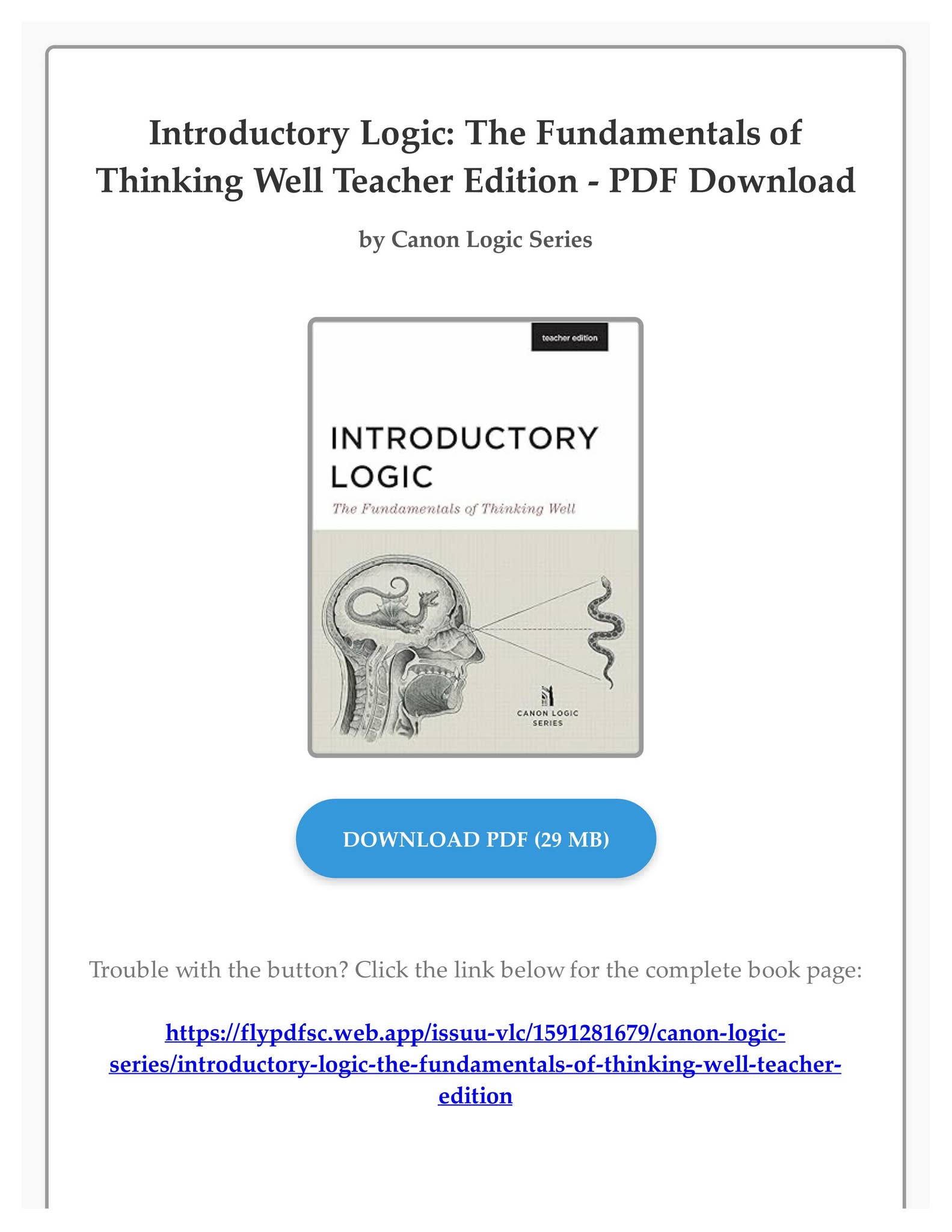 PDF Free Introductory Logic: The Fundamentals of Thinking Well Teacher ...
