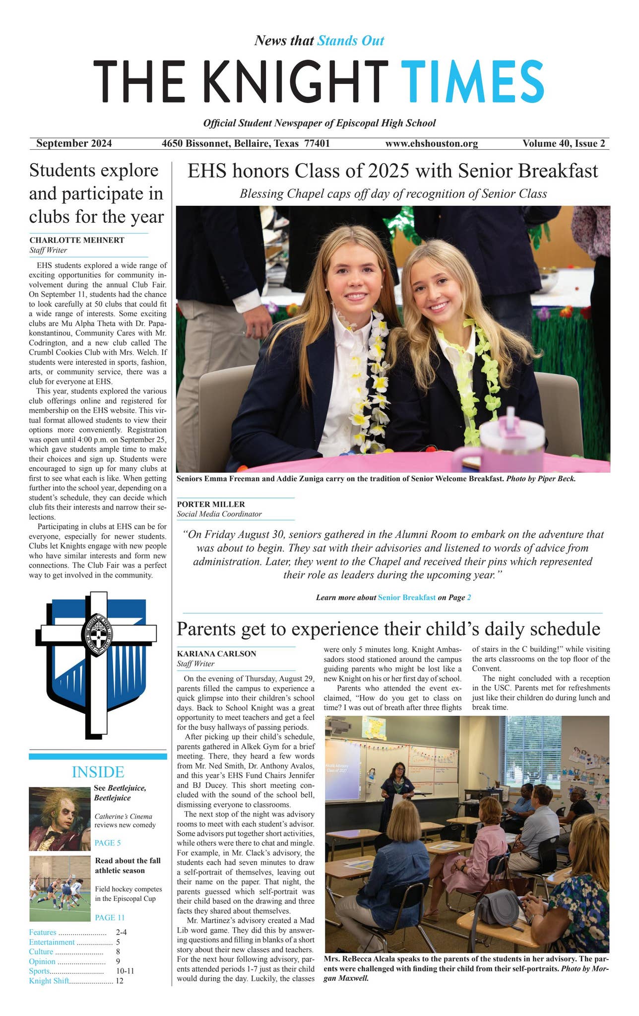 The Knight Times / September 2024 Issue 2 by EHS Houston - Issuu